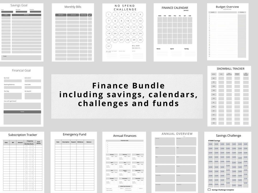 Finance Bundle, Budget Planner Templates, Savings Tracker,bill ...