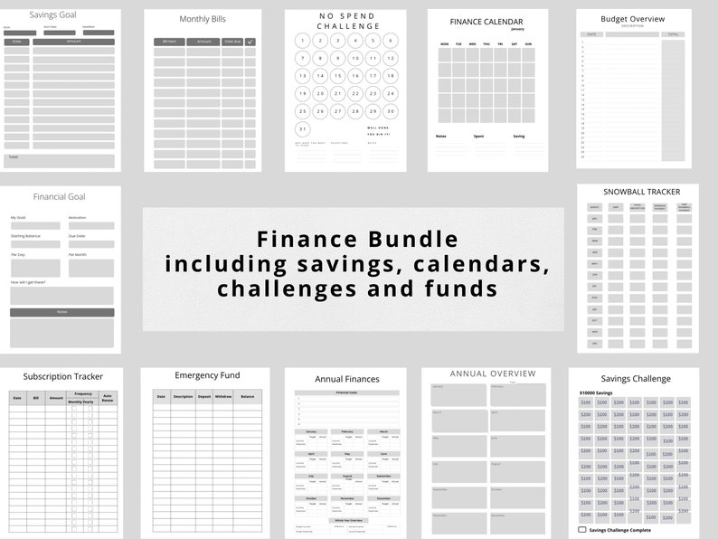Finance Bundle, Budget Planner Templates, Savings Tracker,bill ...