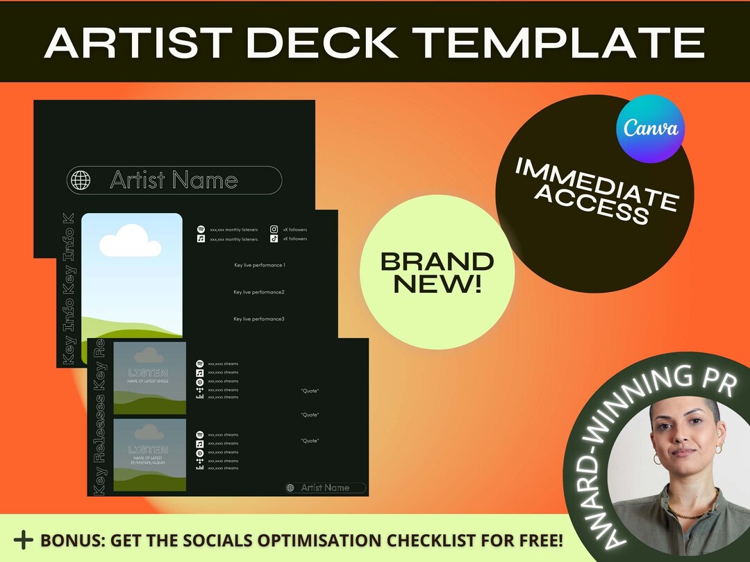 Artist EPK Electronic Press Kit Canva Template Music Marketing PR Asser ...