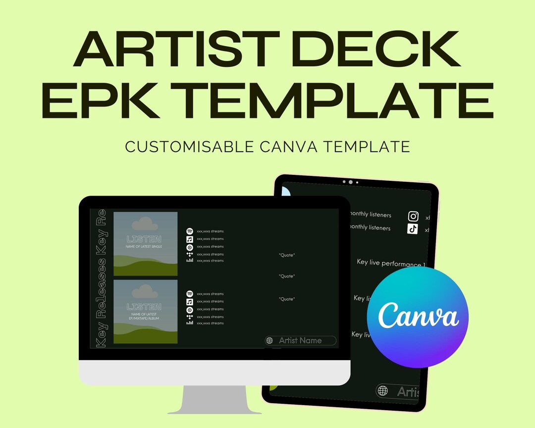 Artist EPK Electronic Press Kit Canva Template Music - Etsy