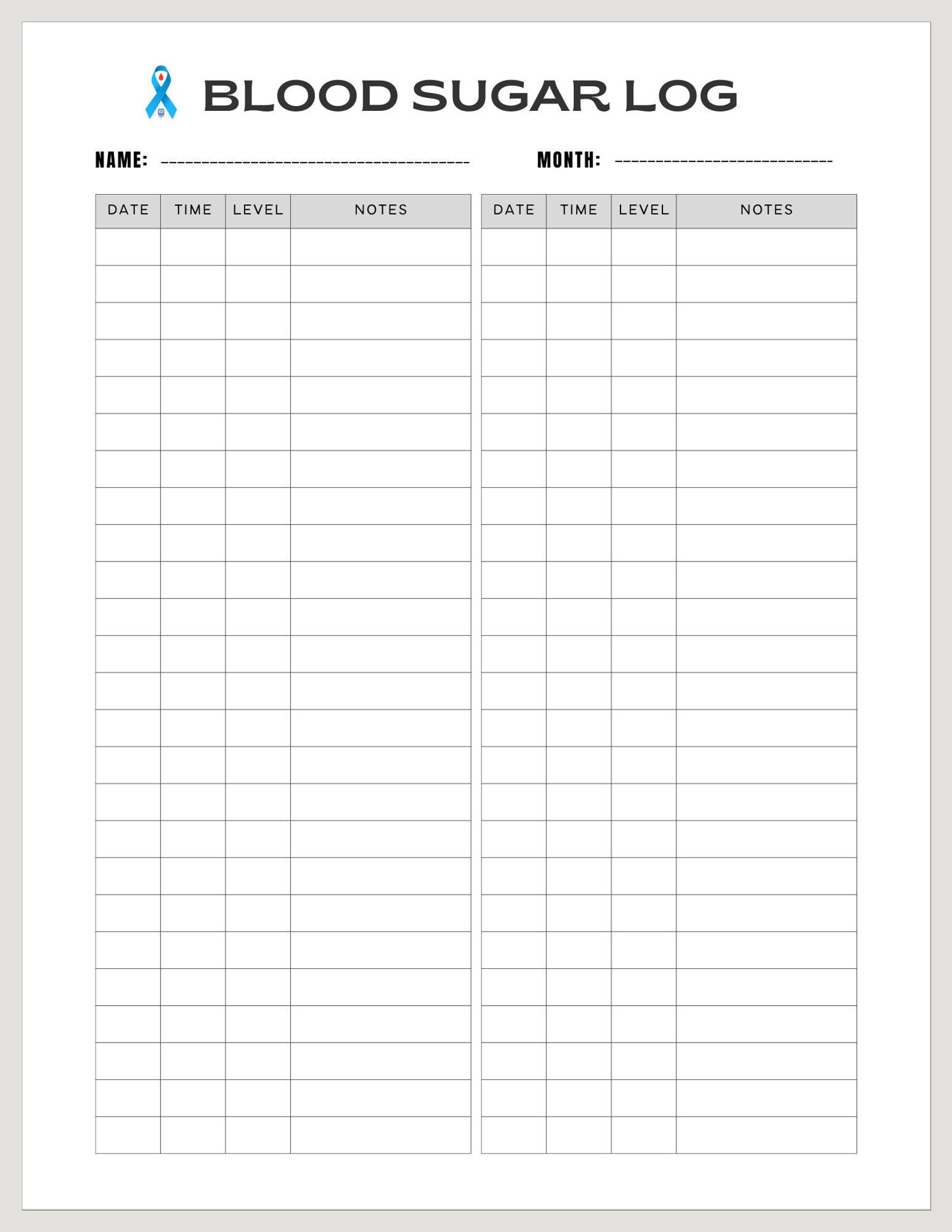 Blood Sugar Log:blood Sugar Tracker;journal;blood Glucose Log;diabetes ...