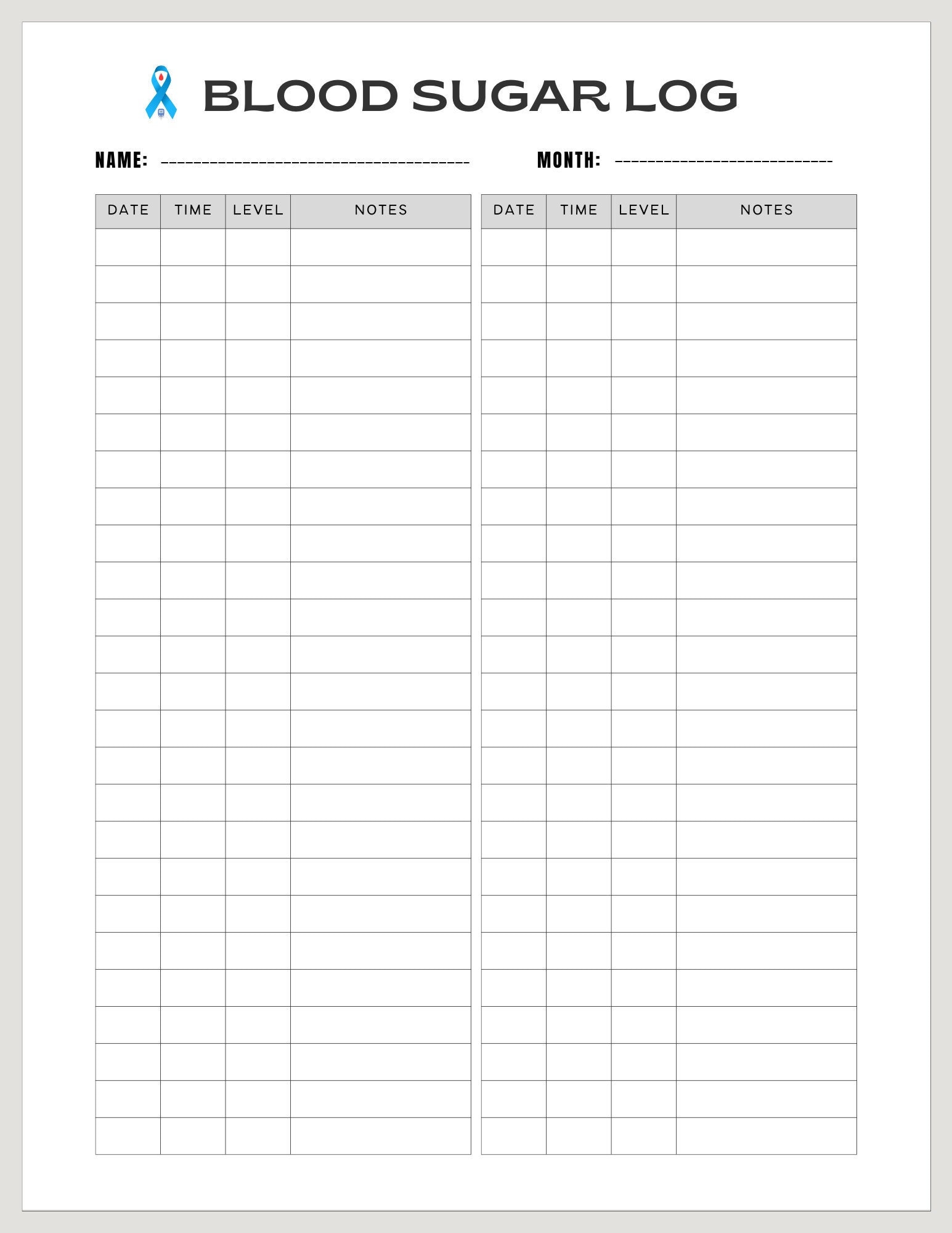 Blood Sugar Log:blood Sugar Tracker;journal;blood Glucose Log;diabetes ...