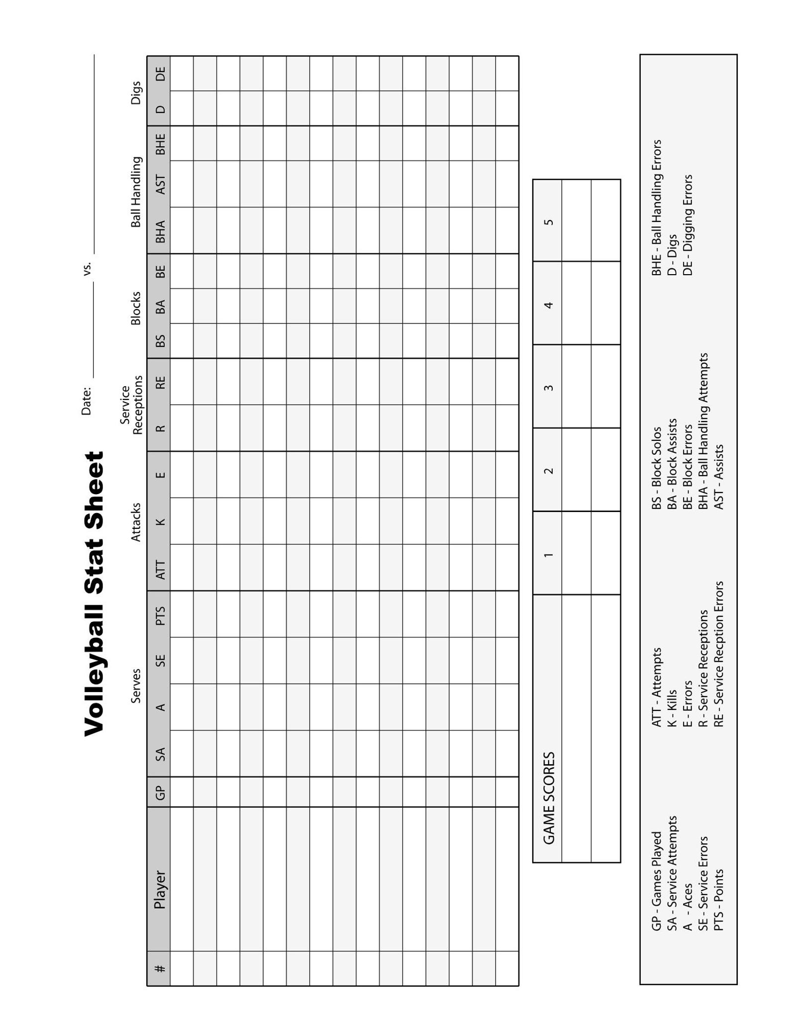Volleyball SVG | Printable Volleyball Stat Sheet Template - Instant ...