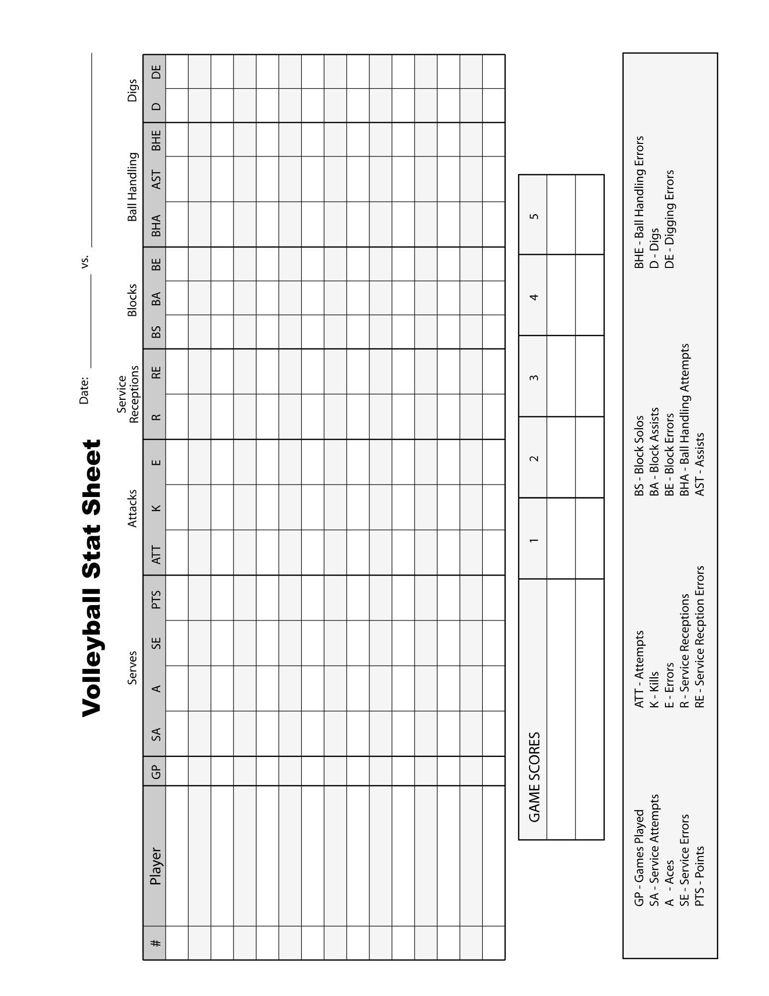 Volleyball SVG | Printable Volleyball Stat Sheet Template - Instant ...