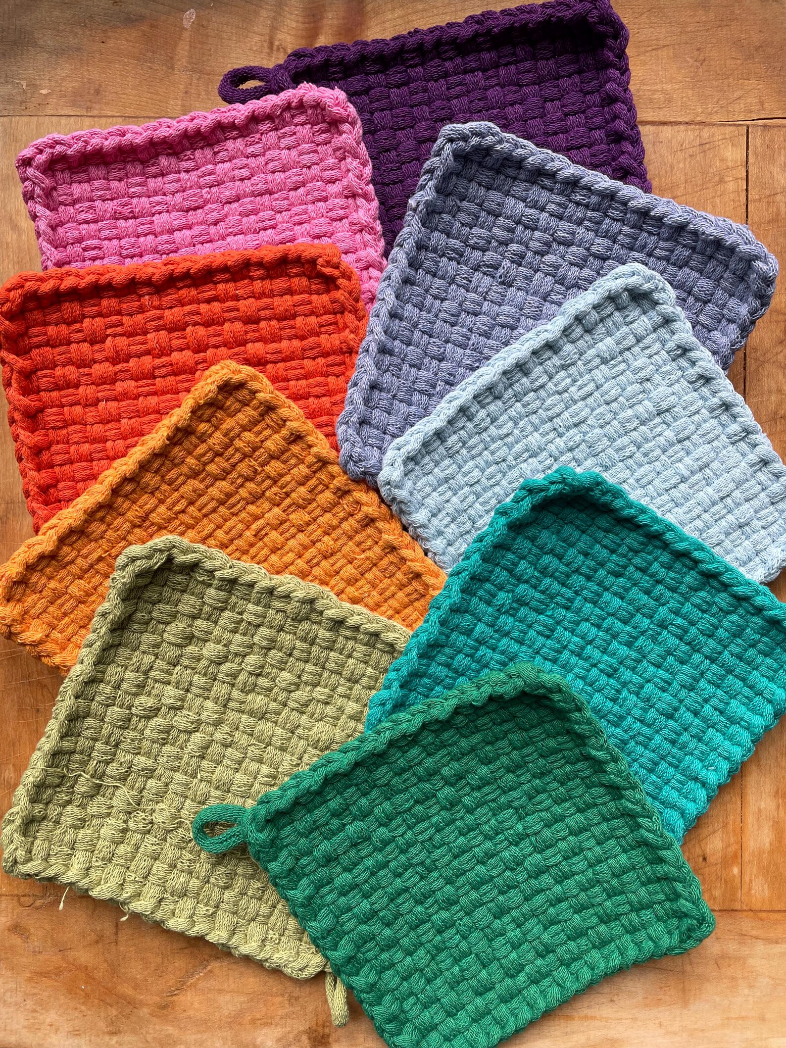 Solid Color Loomed Potholder Hot Pad - Etsy