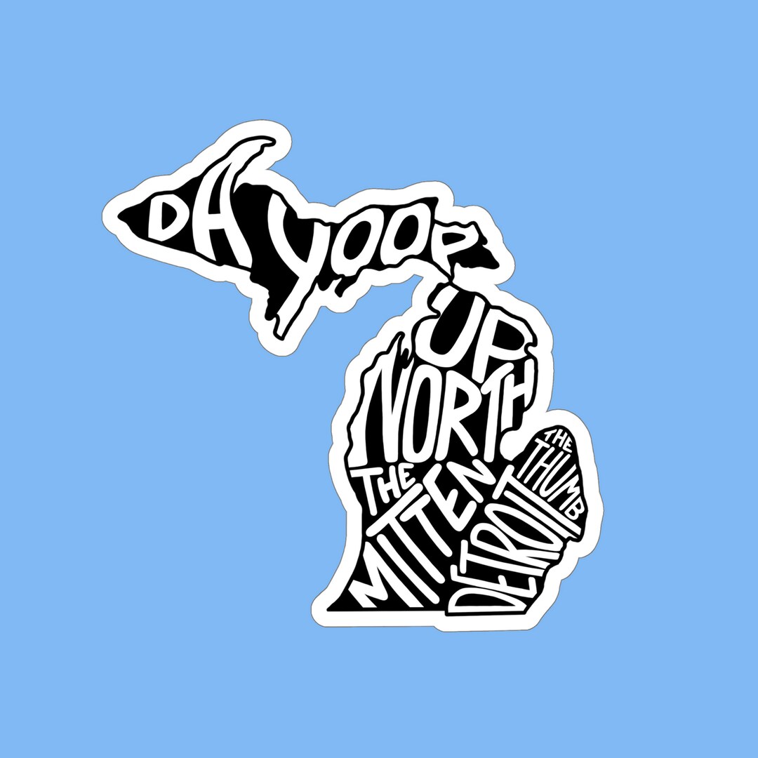 Michigan Map Waterproof Sticker, Upper and Lower Peninsula - Etsy