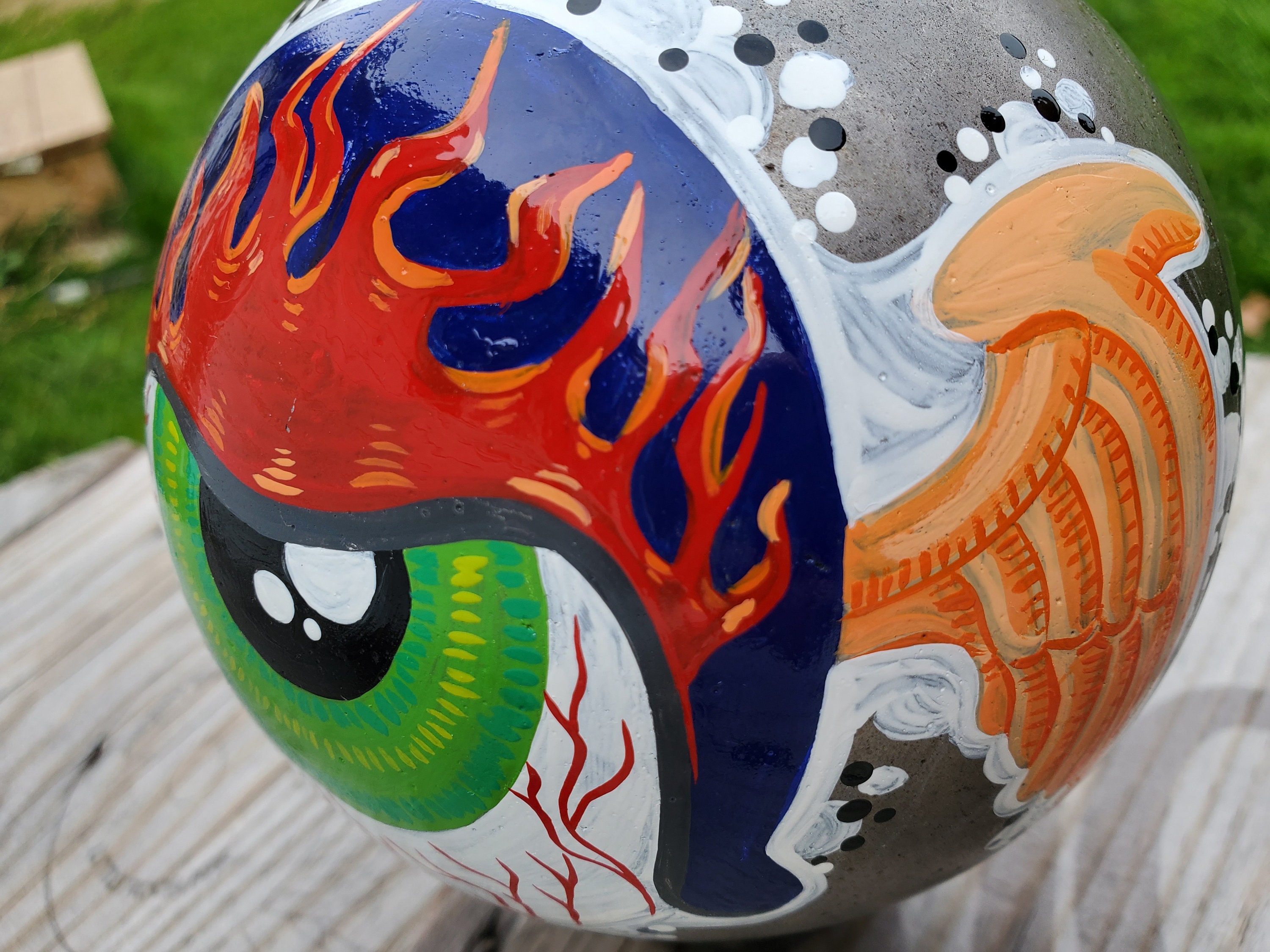 Ivan Eyeball Upcycled Chainsaw Piston Garage Art Enamel Pinstriping ...