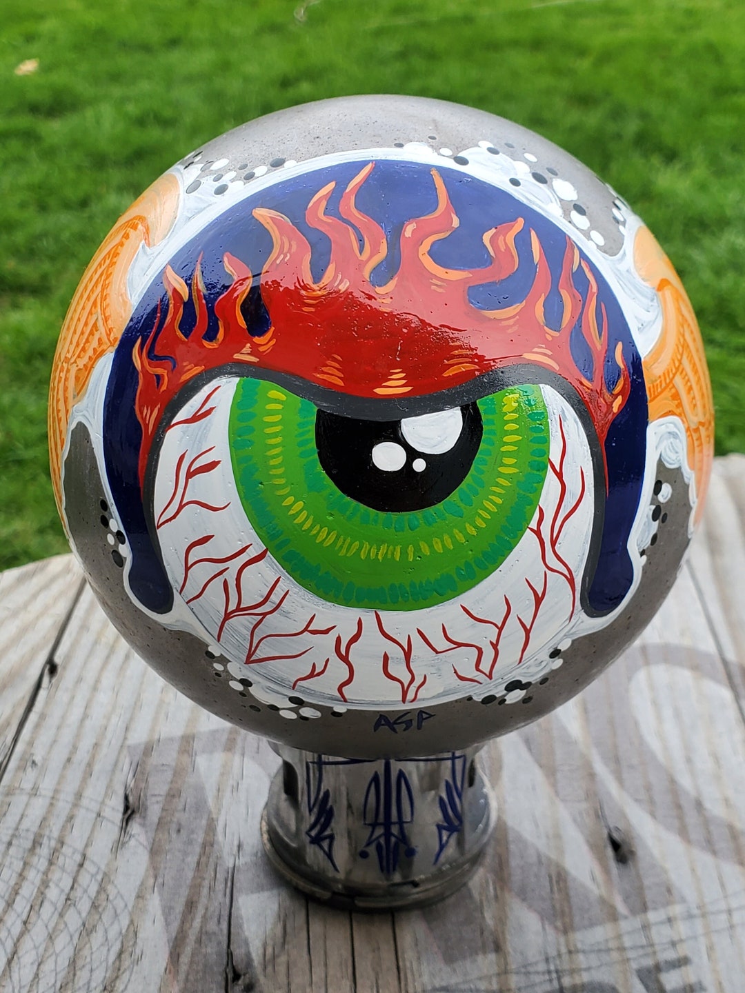 Ivan Eyeball Upcycled Chainsaw Piston Garage Art Enamel Pinstriping ...