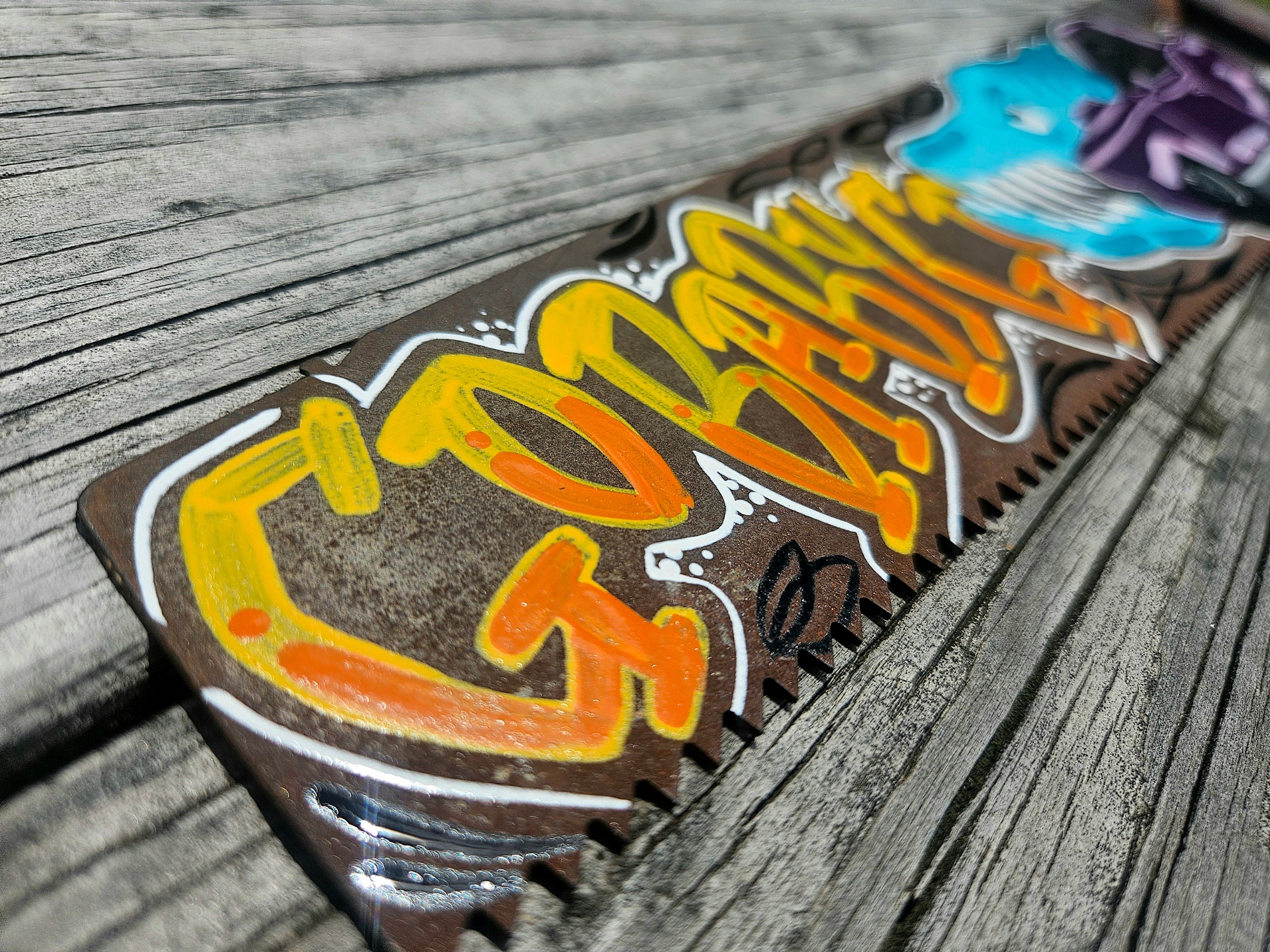 Upcycled Hand Painted Hand Saw Blade Barracuda Muscle Car Pinstriping ...