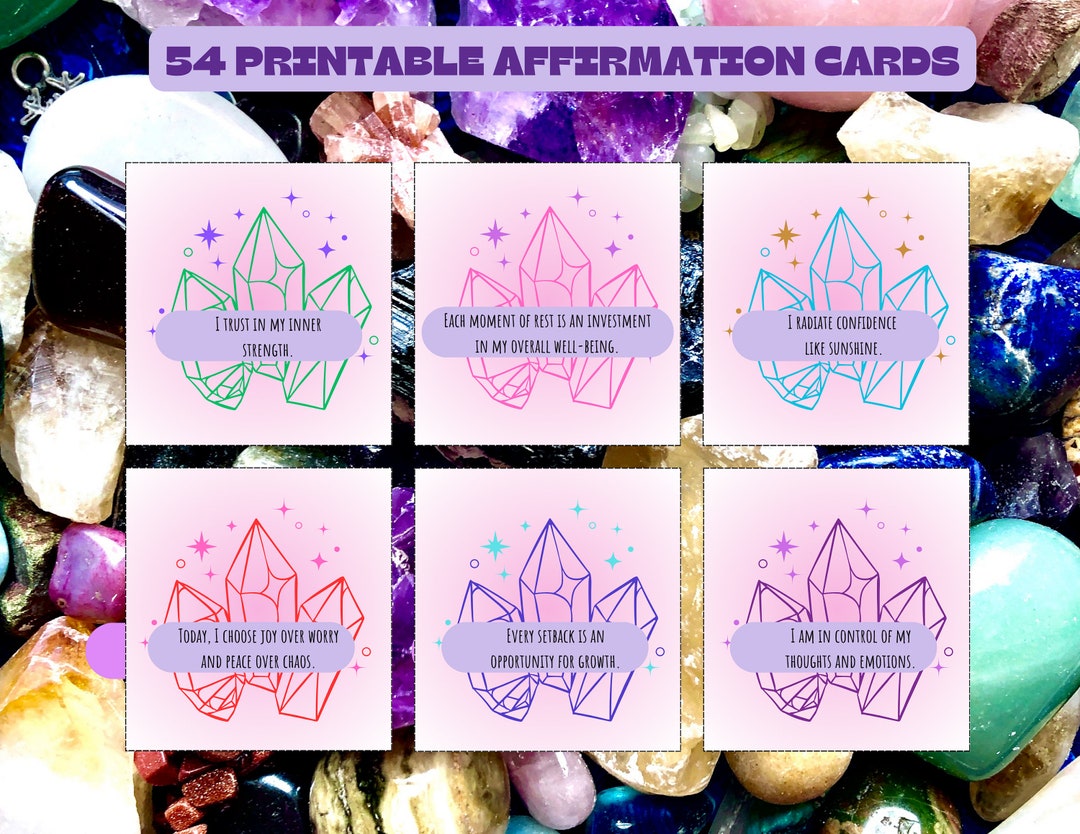 Printable Crystal Positive Affirmation Cards/ Stickers - Etsy