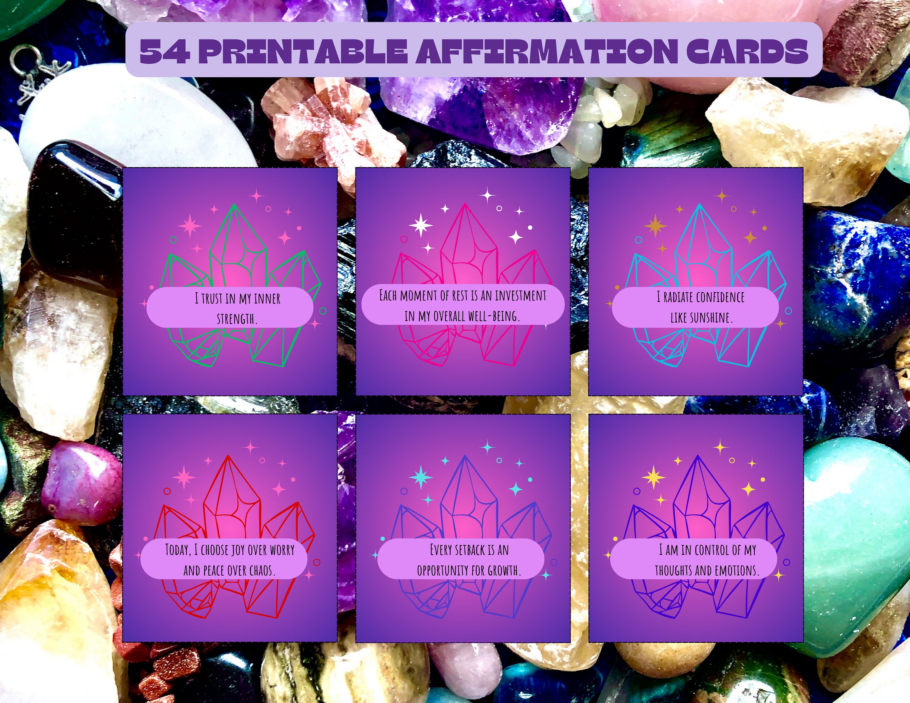 Printable Crystal Positive Affirmation Cards/ Stickers - Etsy