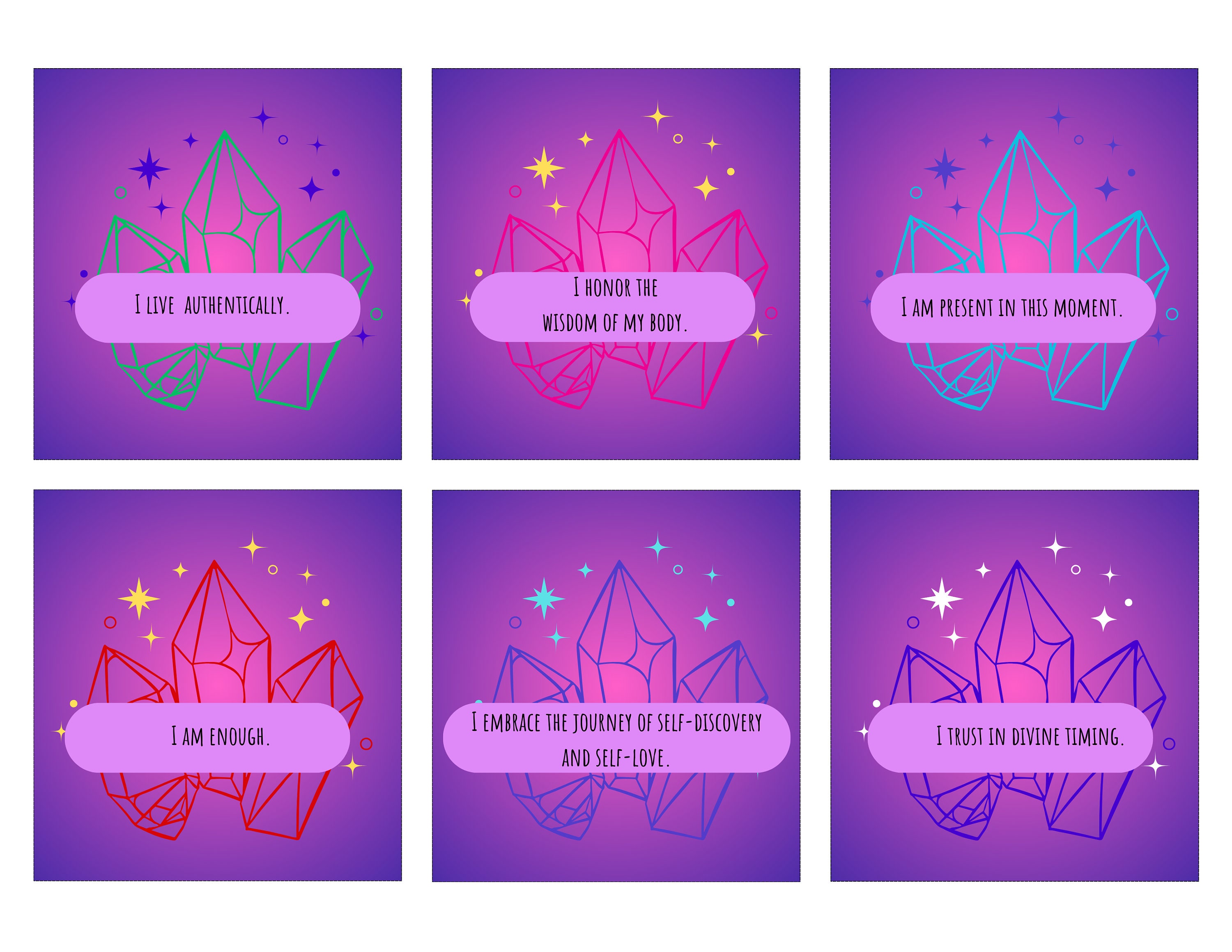 Printable Crystal Positive Affirmation Cards/ Stickers - Etsy