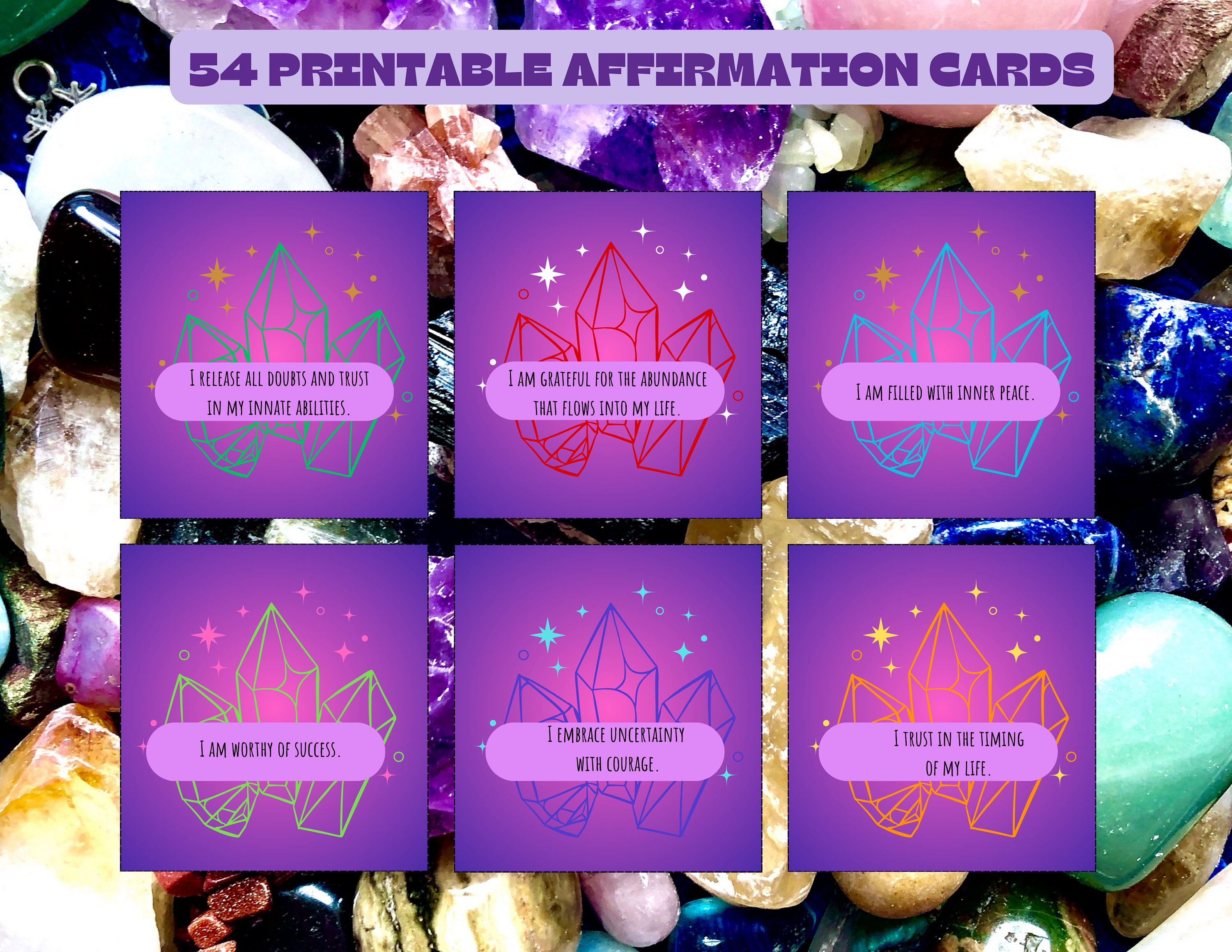 Printable Crystal Positive Affirmation Cards/ Stickers - Etsy