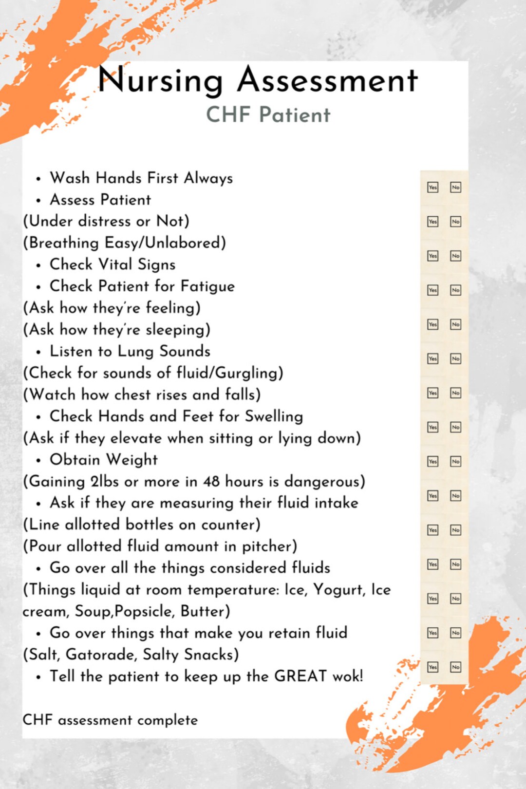Chf/congested Heart Failure Assess - Etsy