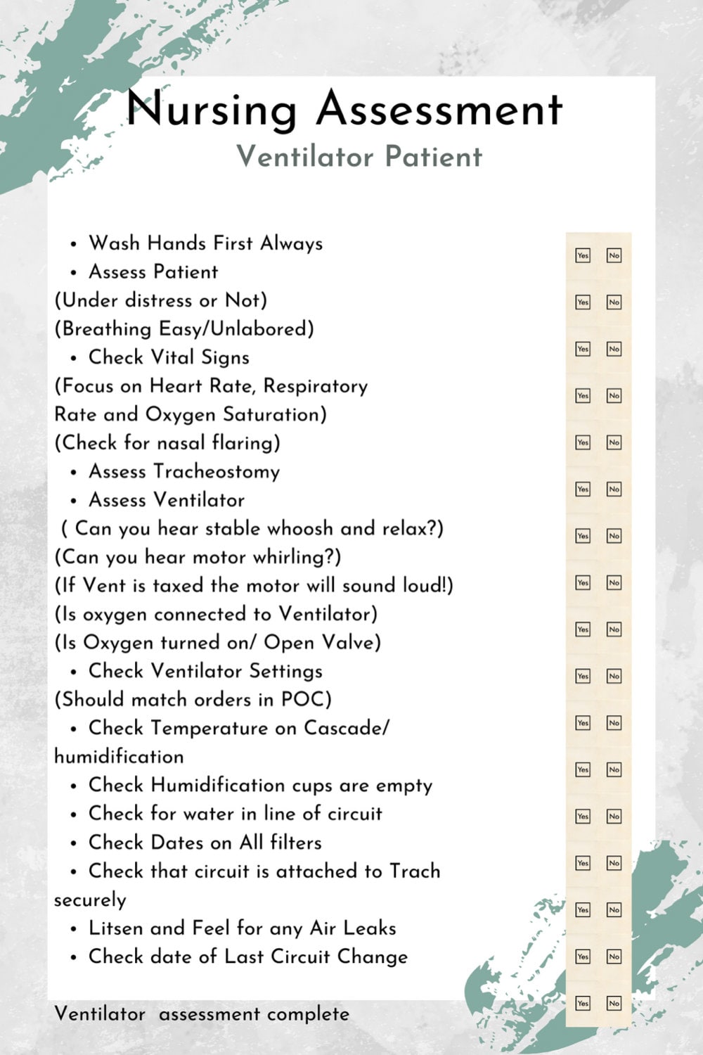 Nursing Assessment Checklist