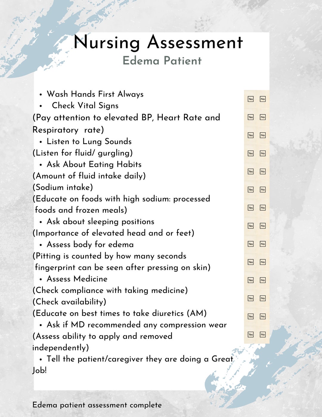 Edema Assessment - Etsy