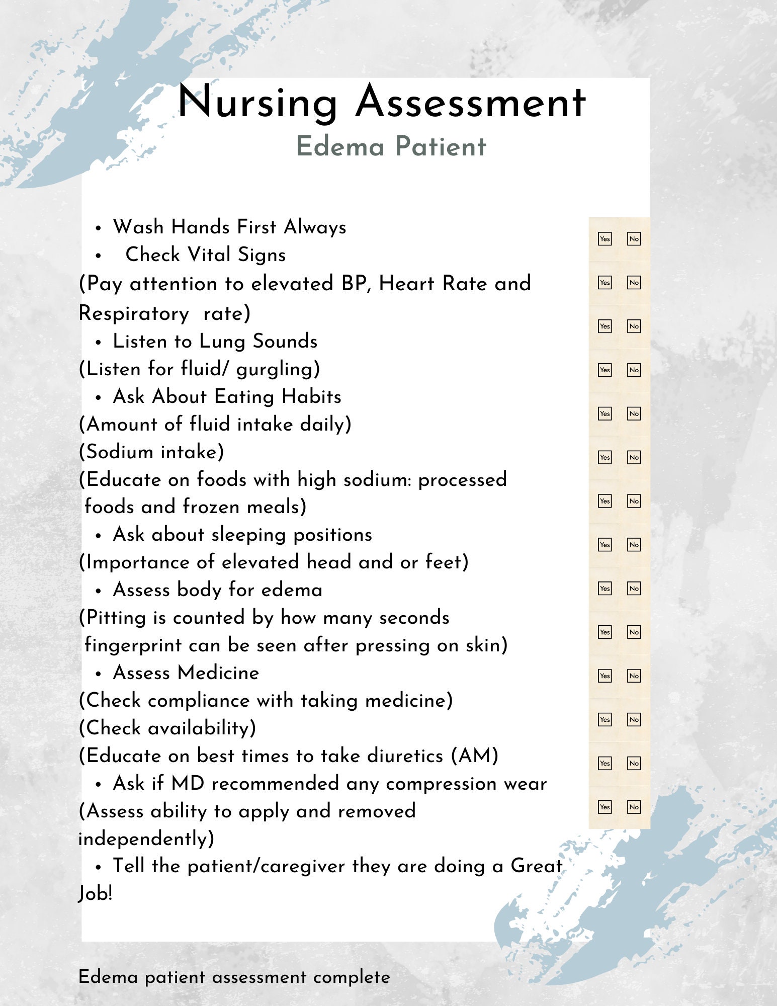 Edema Assessment - Etsy