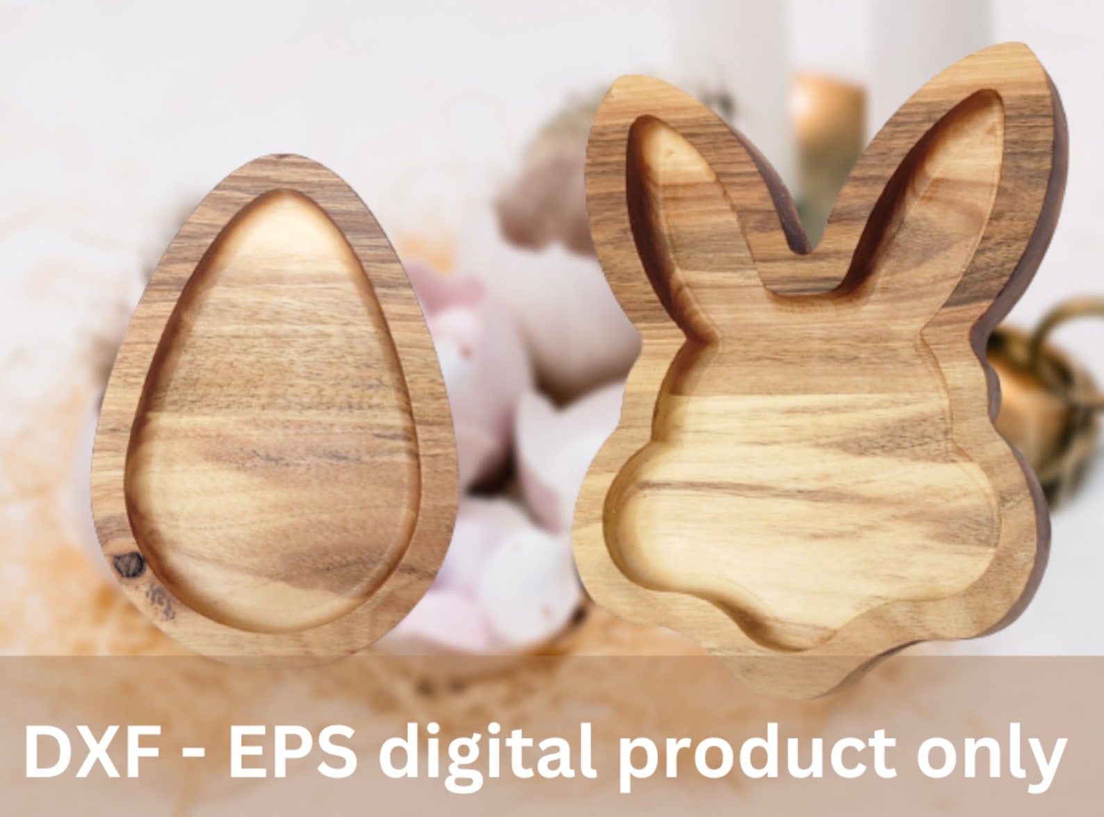 Easter Bunny and Egg Bundle File Cute Serving Plates File for Wood ...