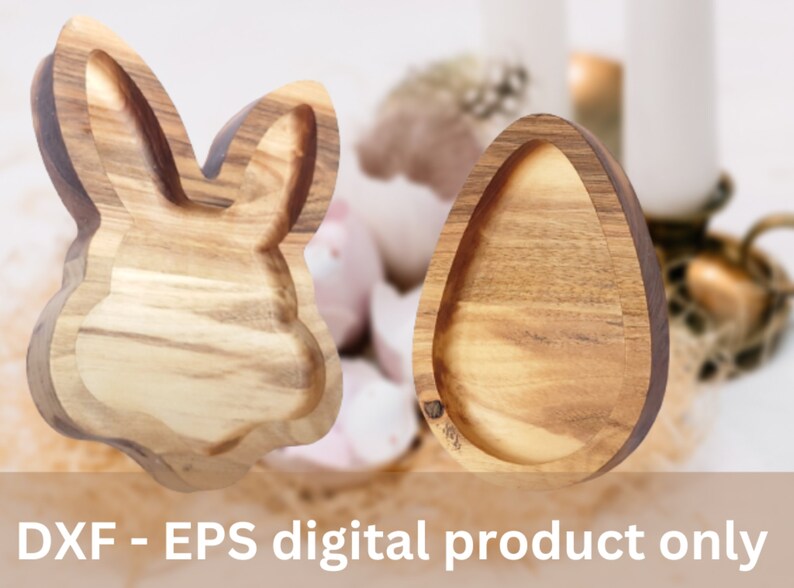 Easter Bunny and Egg Bundle File Cute Serving Plates File for Wood ...