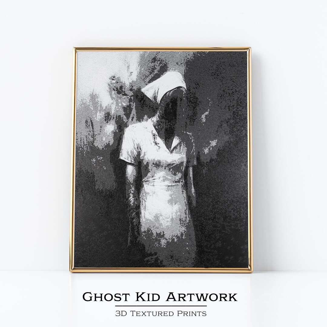 Haunted Nurse Artwork Print | Textured Halloween Art Print of Cursed ...