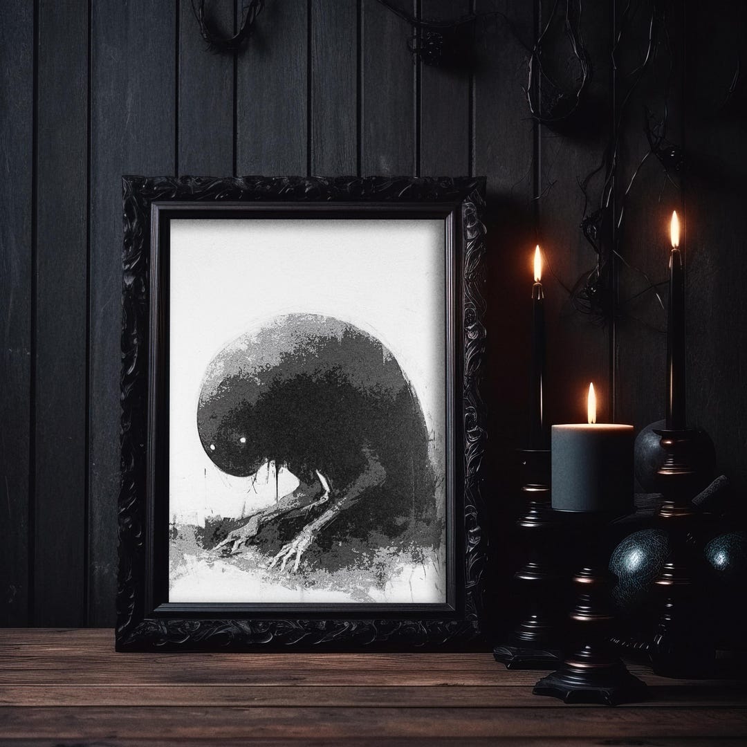 Touching Some Grass Artwork Print | Textured Halloween Art Print of ...