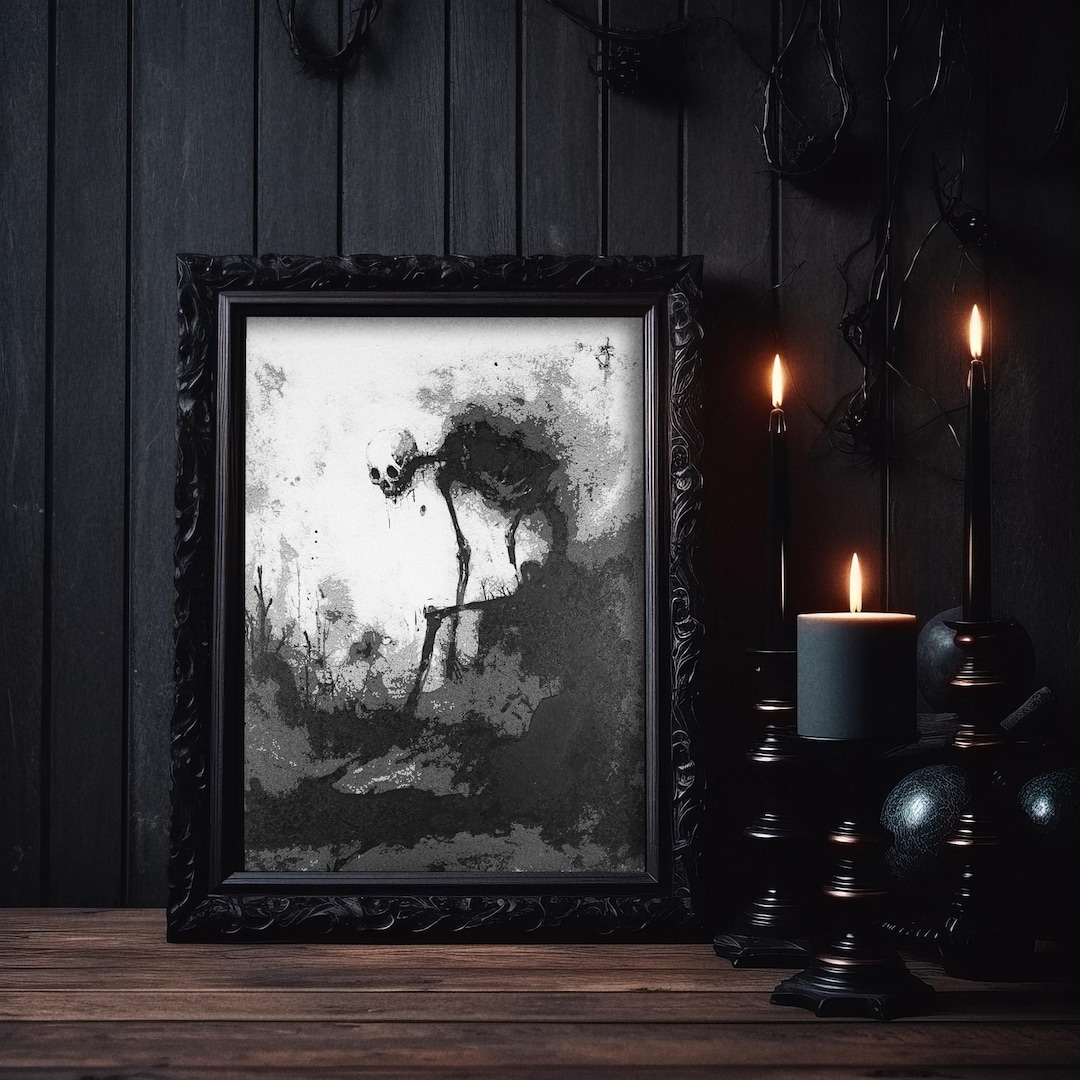 Skeleton Artwork Print | Textured Halloween Art Print of Cursed ...