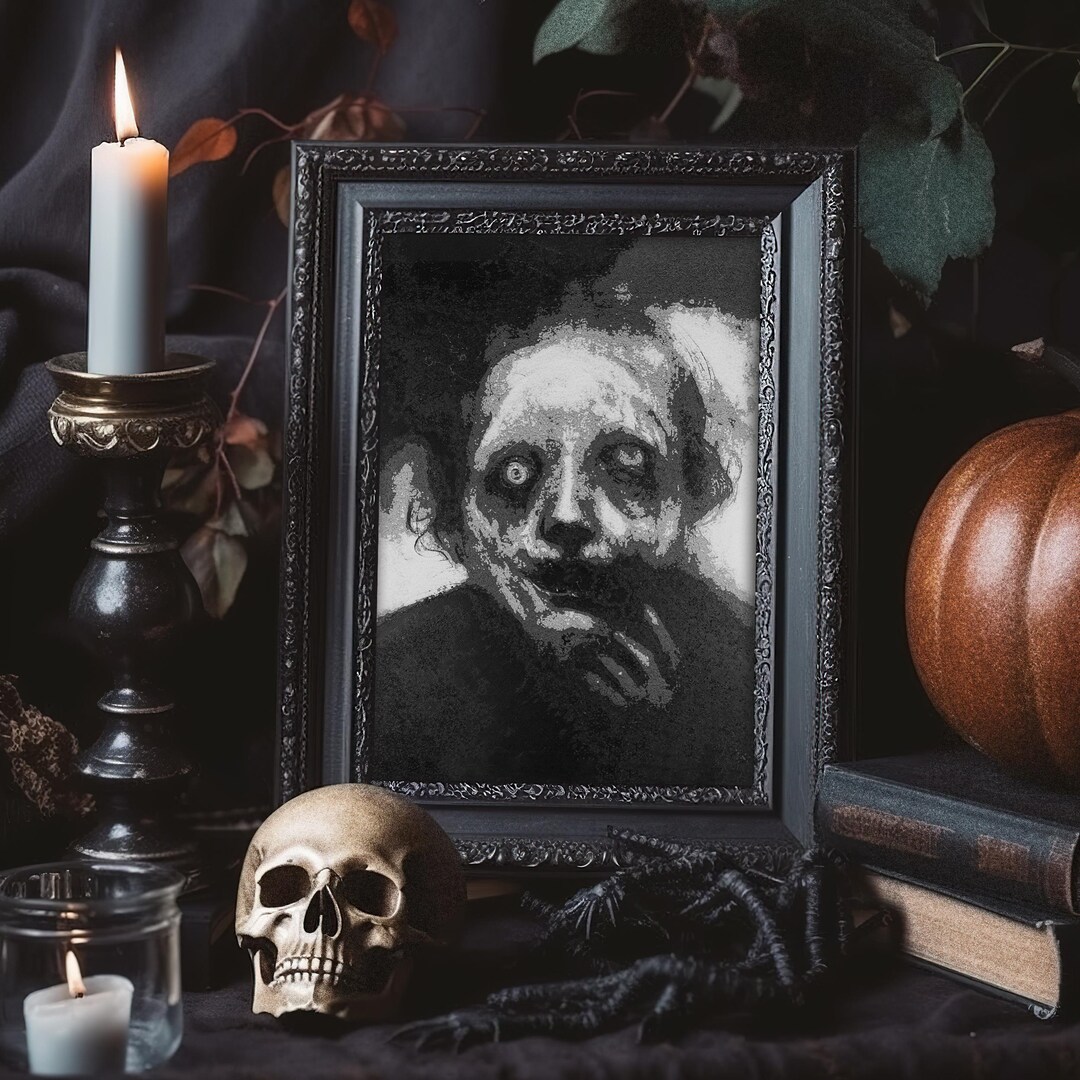 Spooky Face Artwork Print | Textured Halloween Arte Print of Haunted ...
