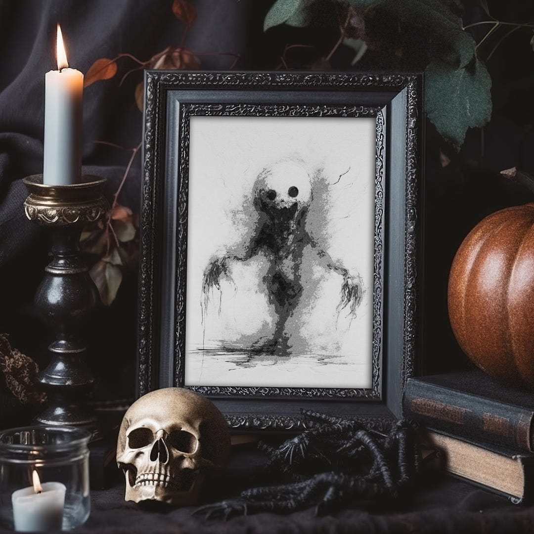 Ghost Artwork Print | Textured Halloween Arte Print of Spooky Ghost ...
