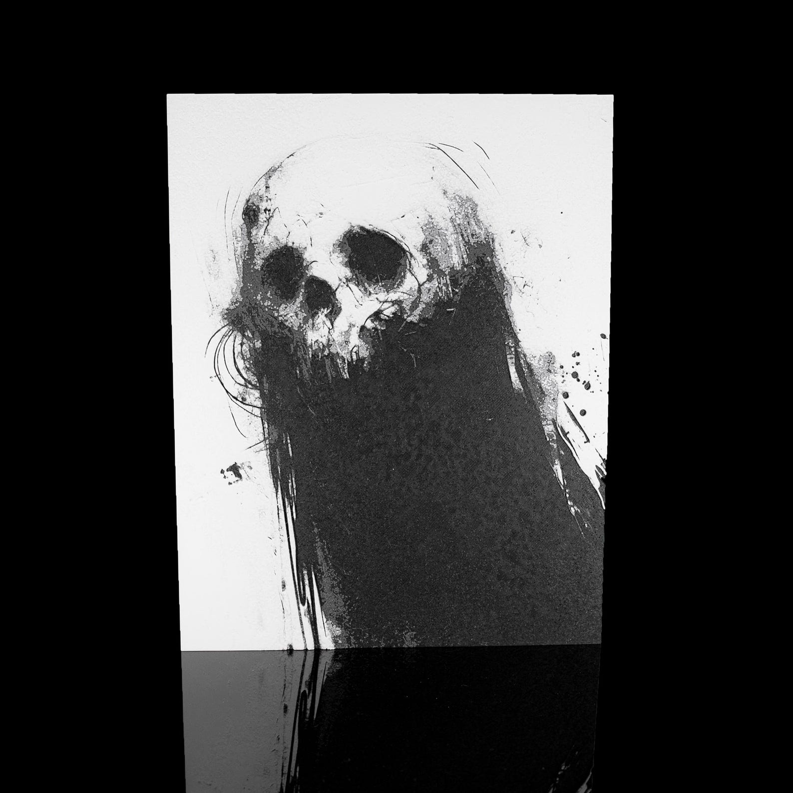 Ghost Skeleton Artwork Print | Textured Halloween Art Print of Gritty ...