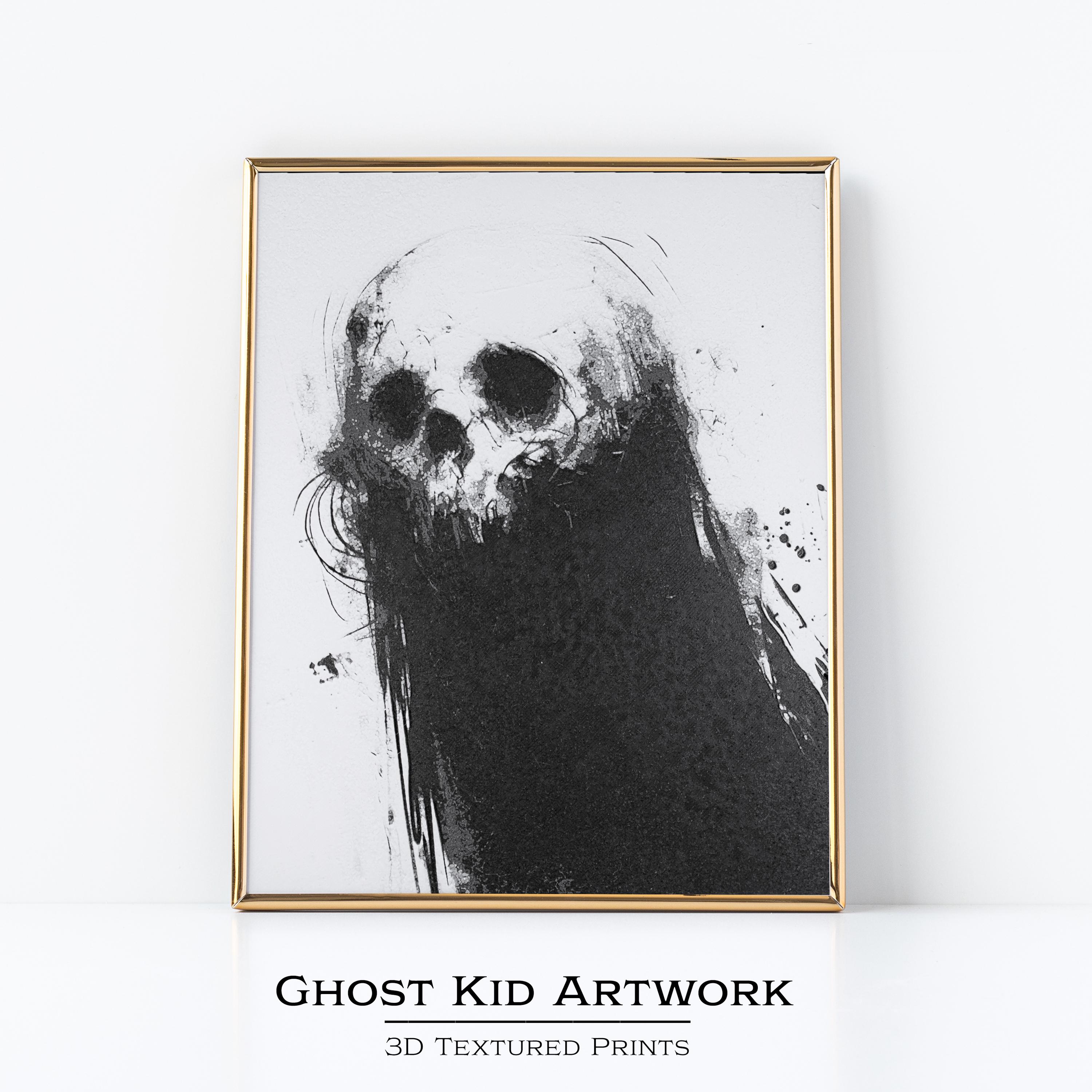 Ghost Skeleton Artwork Print | Textured Halloween Art Print of Gritty ...