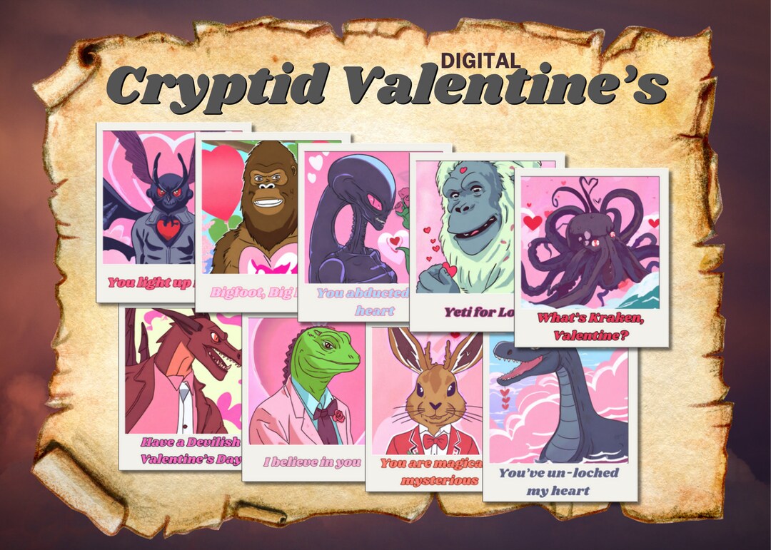 Digital/printable Cryptid Polaroid Valentine's Day Card - Etsy