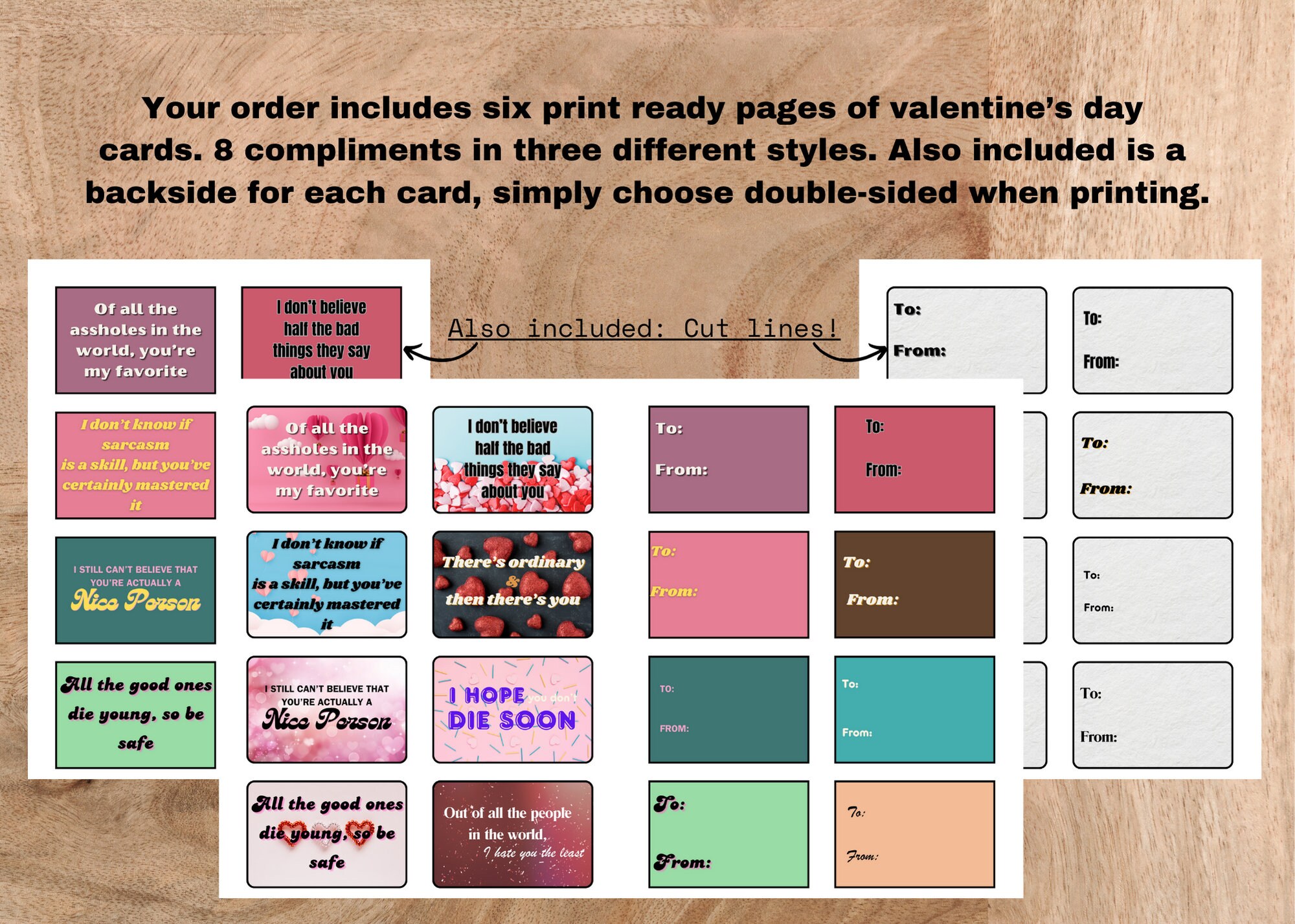 Funny Compliment Valentine's Day Cards for Friends/coworkers. Digital ...