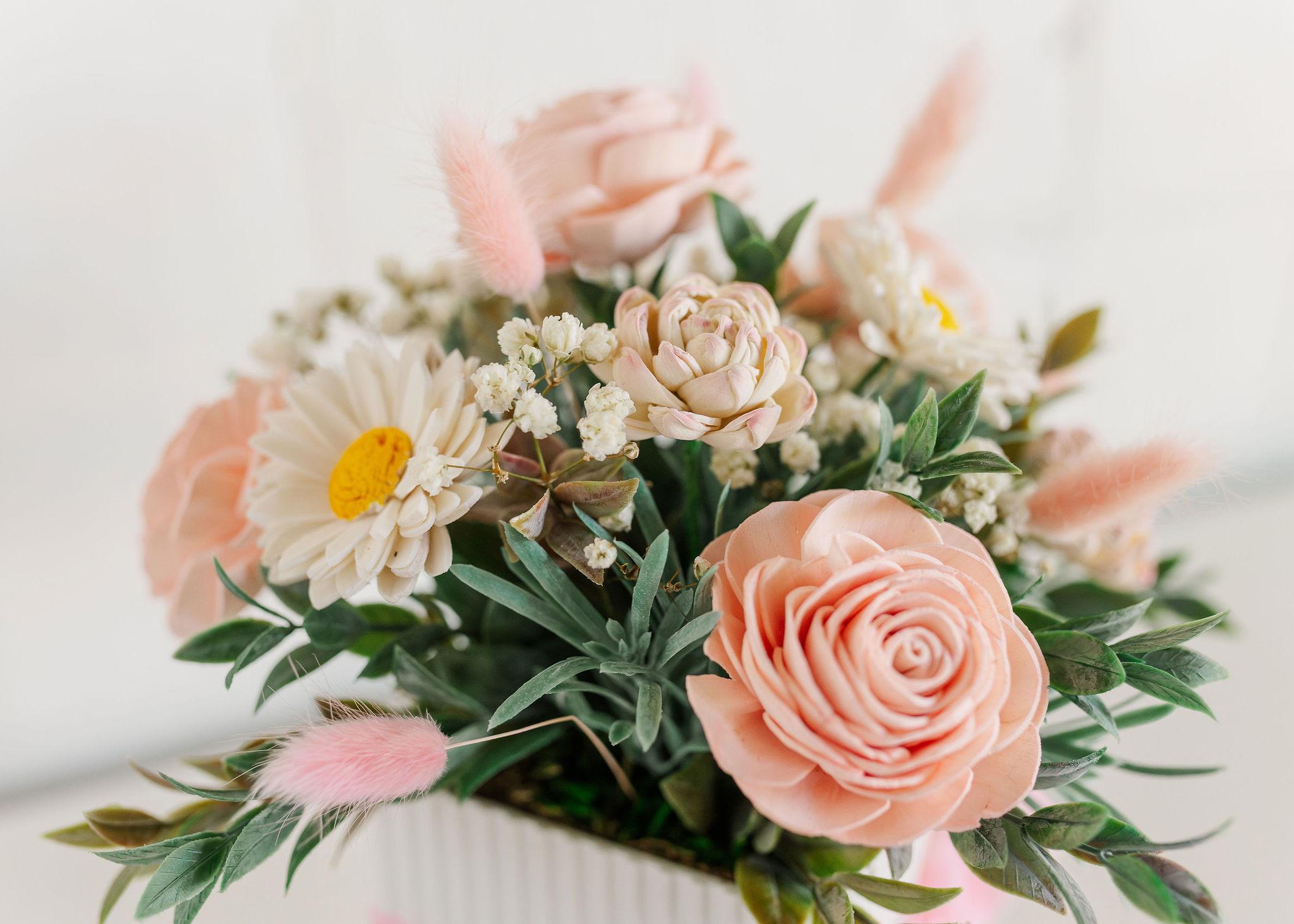 Sweet Cheeks Sola Wood Flower Arrangement Box With Dried Accents. Roses ...