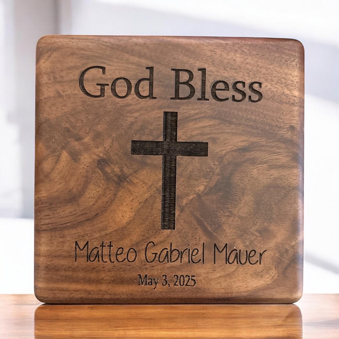 Personalized Walnut Wood Keepsake Box: First Communion, Baptism Gift - Etsy