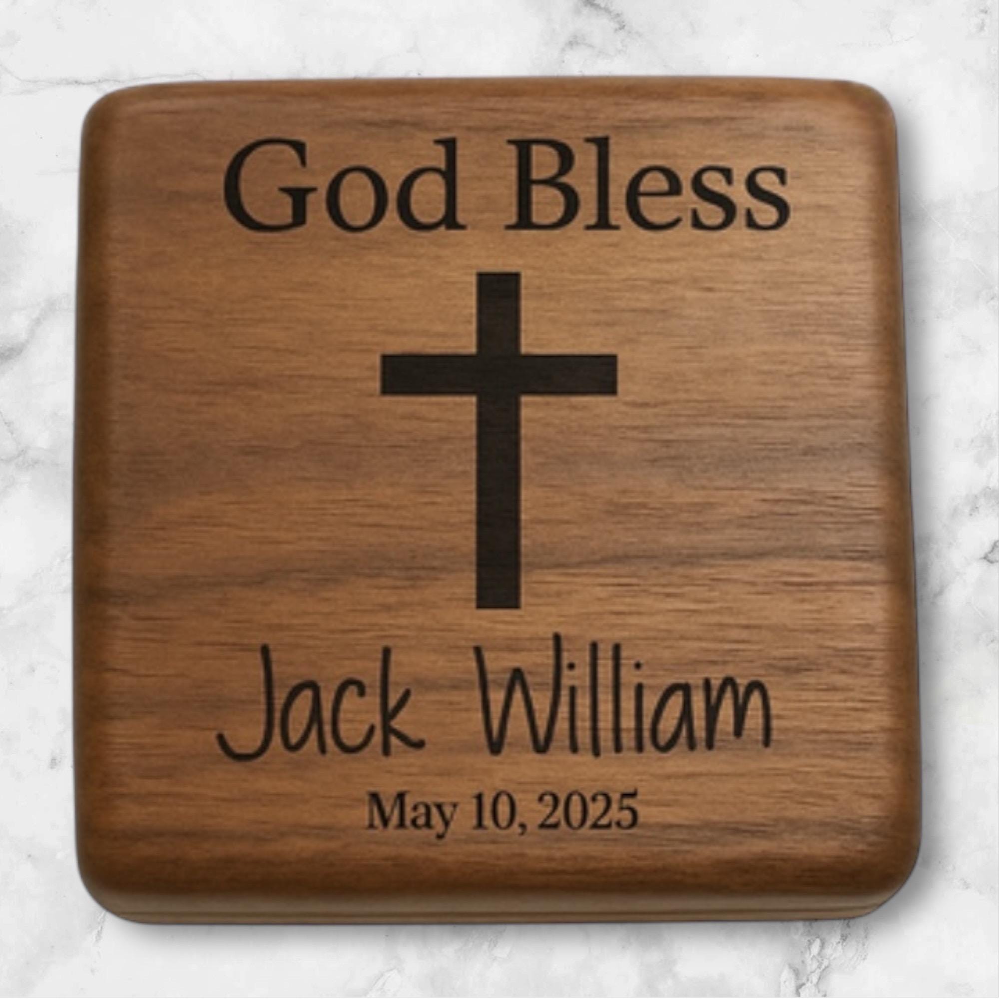 Personalized Walnut Wood Keepsake Box: First Communion, Baptism Gift - Etsy