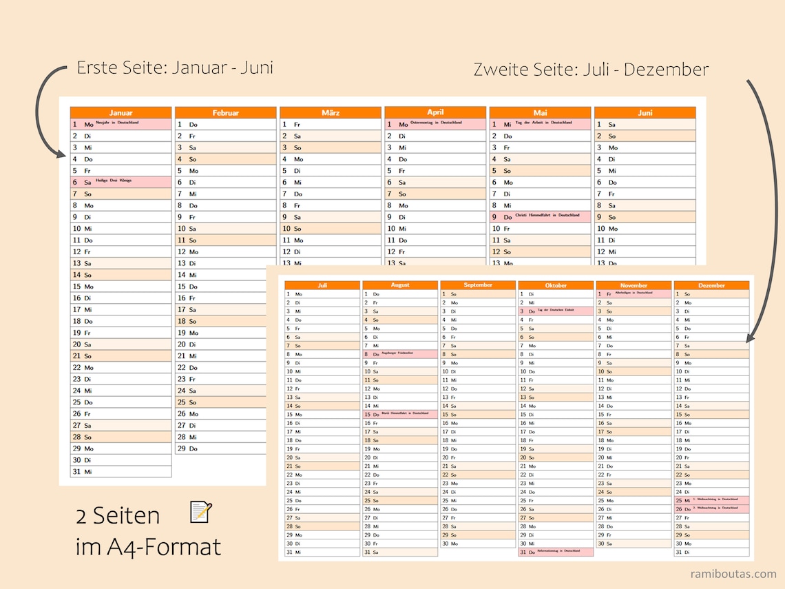 2025 Bayern Kalender mit Feiertagen (Digitaler Download) - Etsy.de