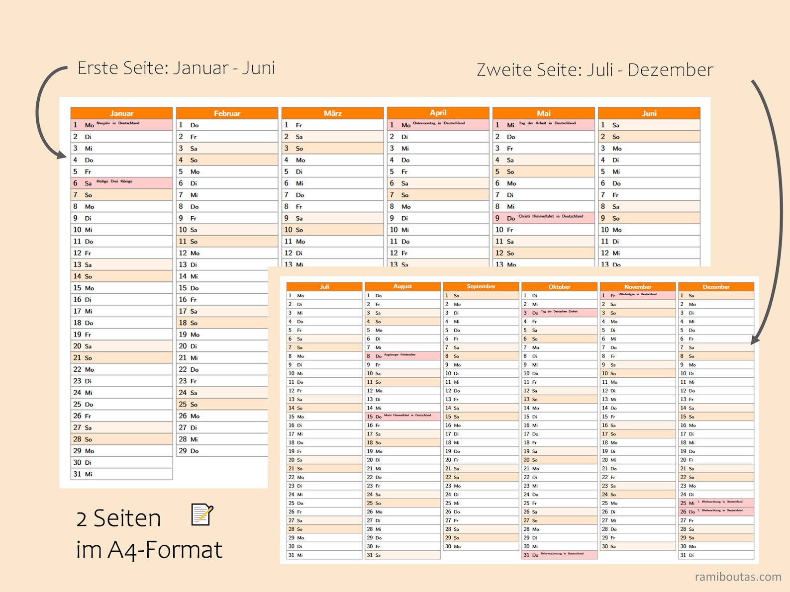 2025 Bayern Kalender mit Feiertagen (Digitaler Download) - Etsy.de