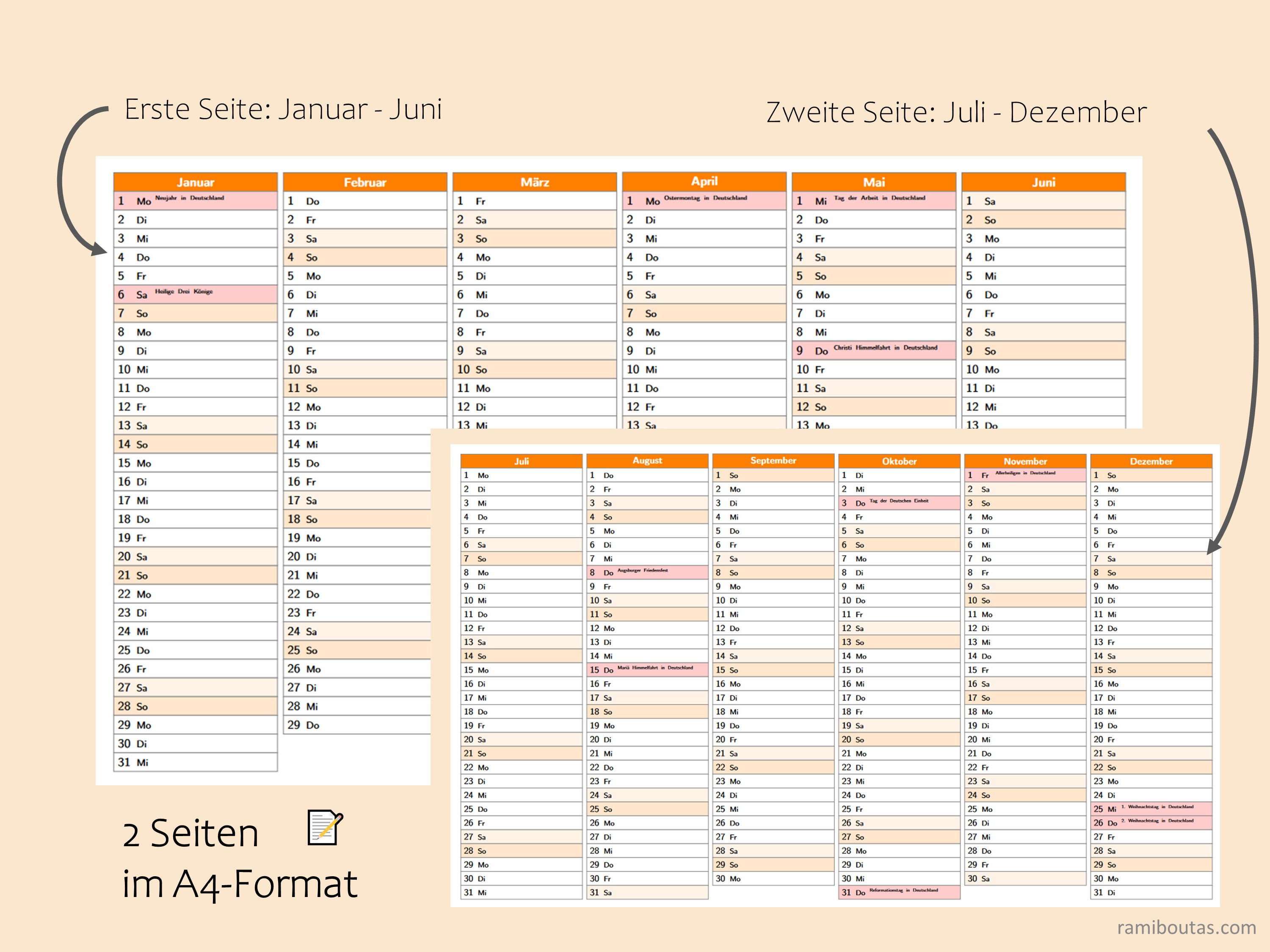 2025 Bayern Kalender mit Feiertagen (Digitaler Download) - Etsy.de