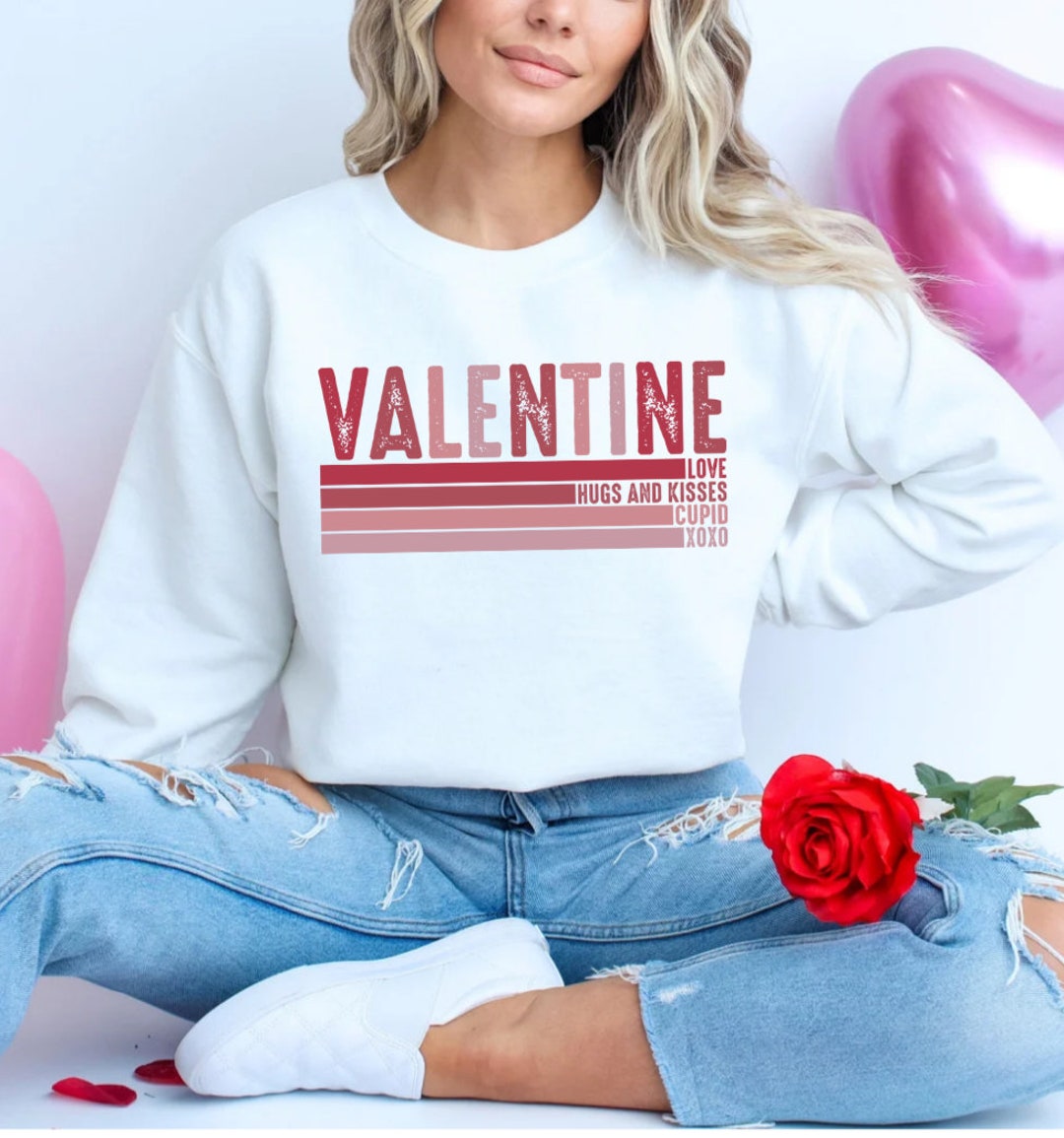 Stacked Valentine Stripes, Valentines Day Sweatshirt - Etsy