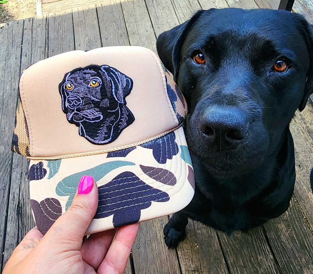 Camo Black Lab Patch Trucker Hat, Labrador Retreiver, Embroidered Patch ...