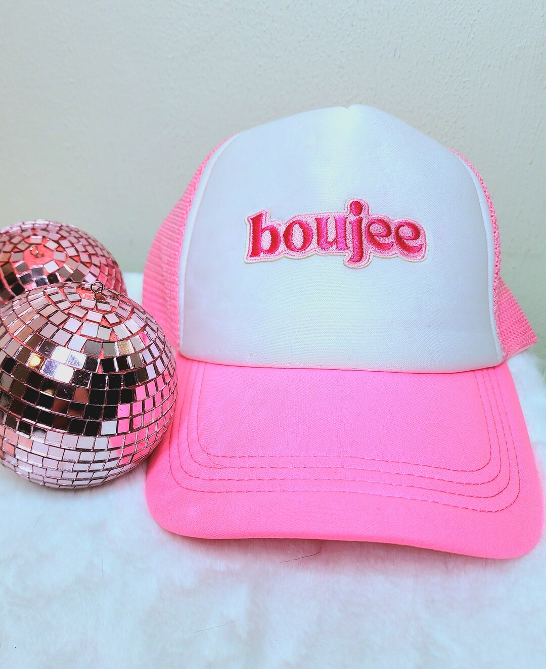 Bougee Trucker Hat, Bougie, Hot Pink, Embroidery, Patch, Summer, Trendy ...