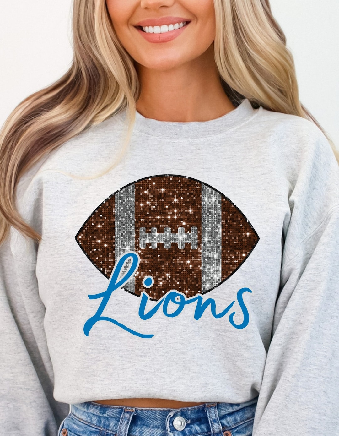 Faux Sequin Football, Detroit, Lions, Game Day, Sports, Fan Gear, Fake ...