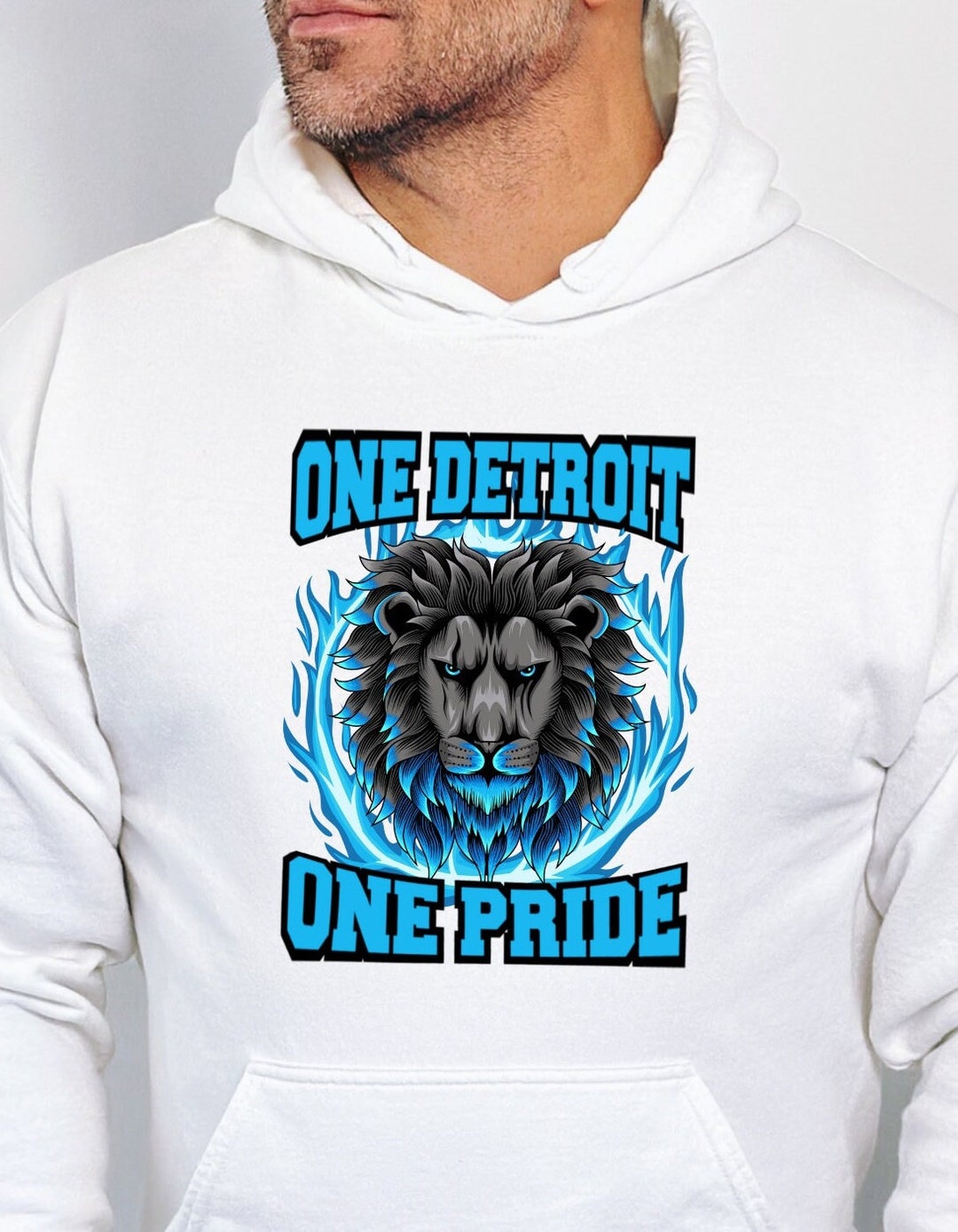 One Detroit, One Pride, Lions, Football, Flames, Game Day, Hooded ...