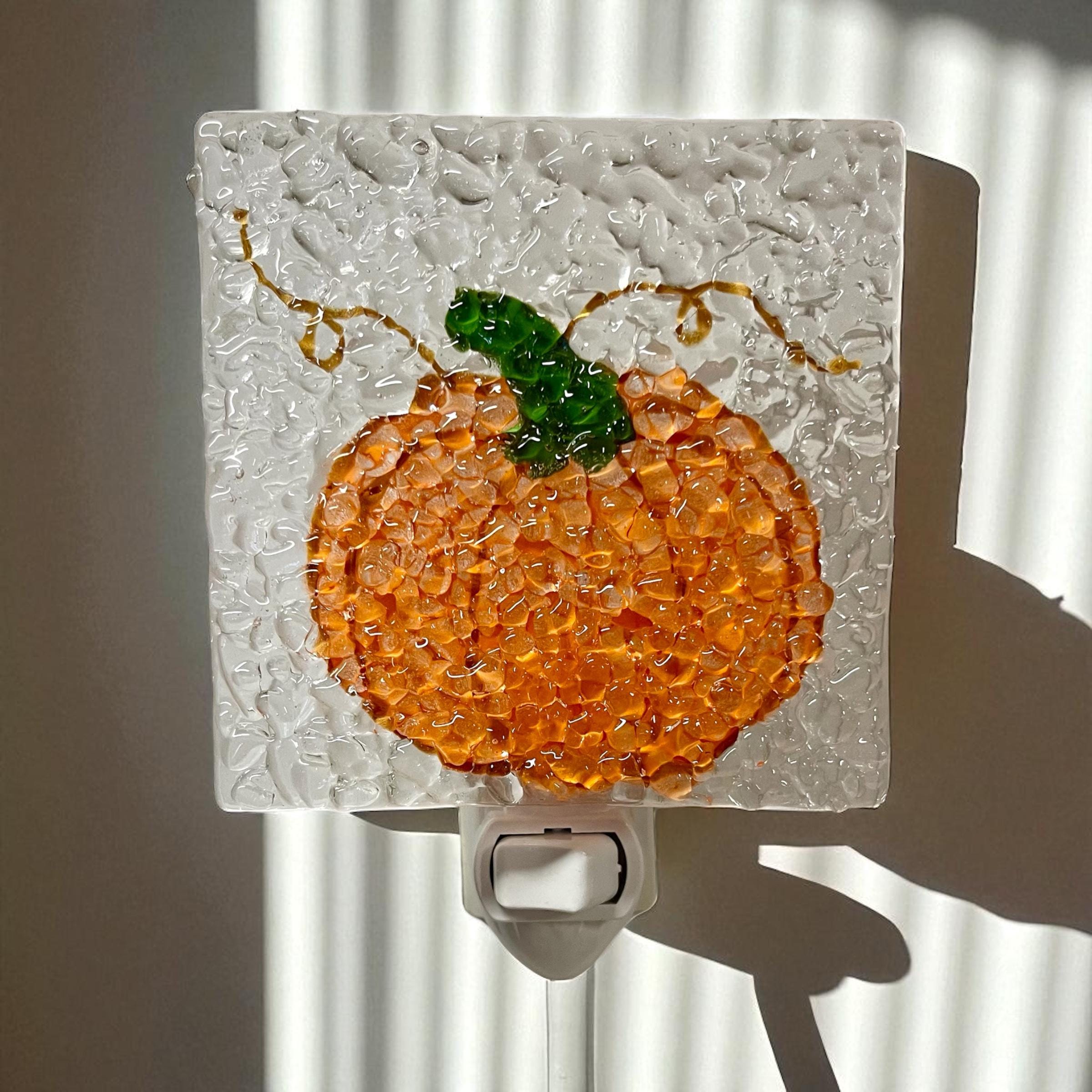 Whimsical Fused Glass Pumpkin Night Light: Handmade Home Decor - Etsy