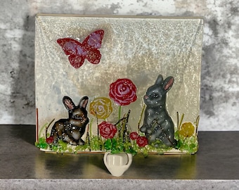 Fused Glass Bunny Suncatcher, Rabbit Suncatcher, Easter Bunny ...