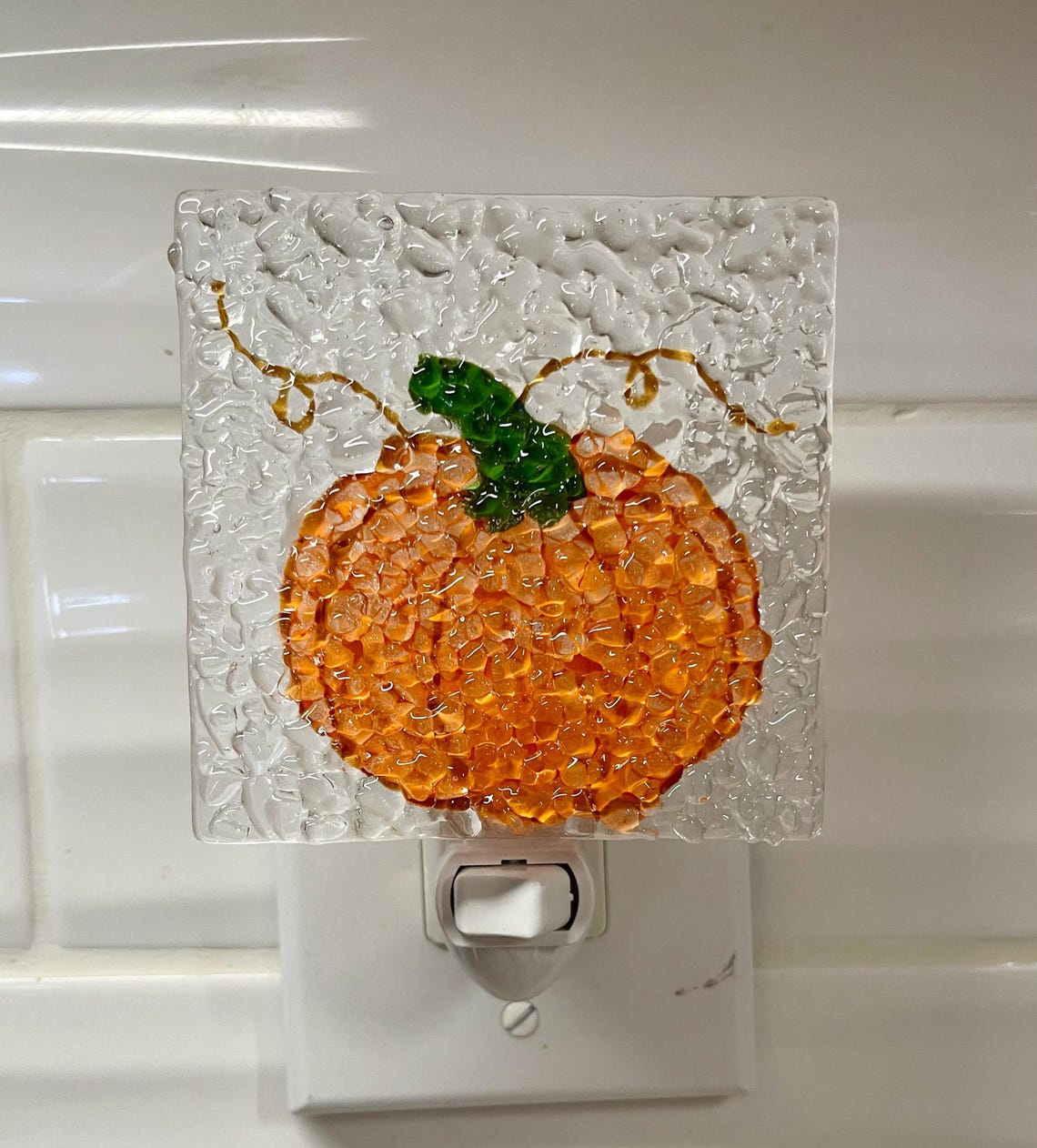 Whimsical Fused Glass Pumpkin Night Light: Handmade Home Decor - Etsy