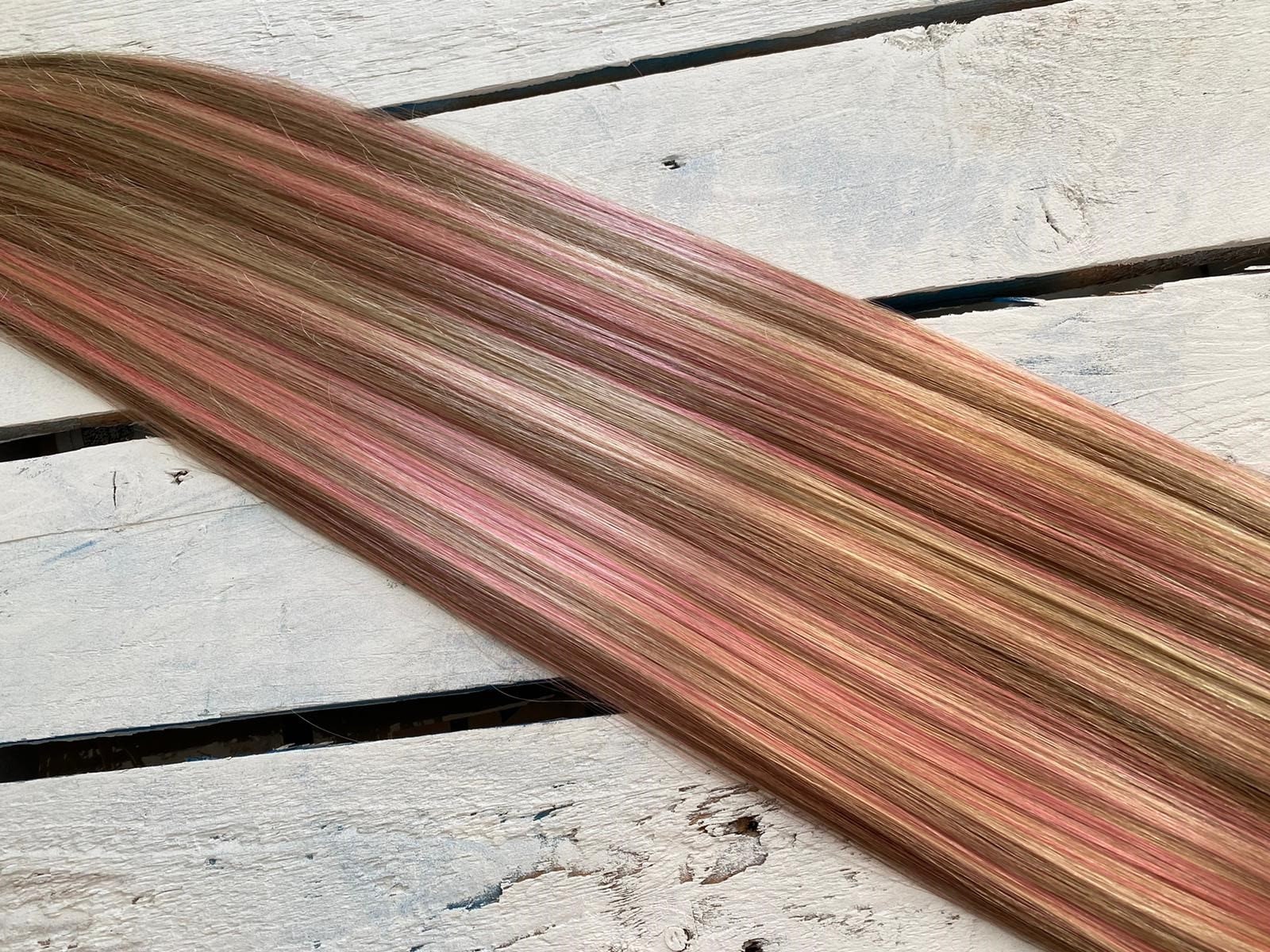 PINK BLONDE HIGHLIGHTS Ponytail Extension on Elastic Band, Sythetic ...