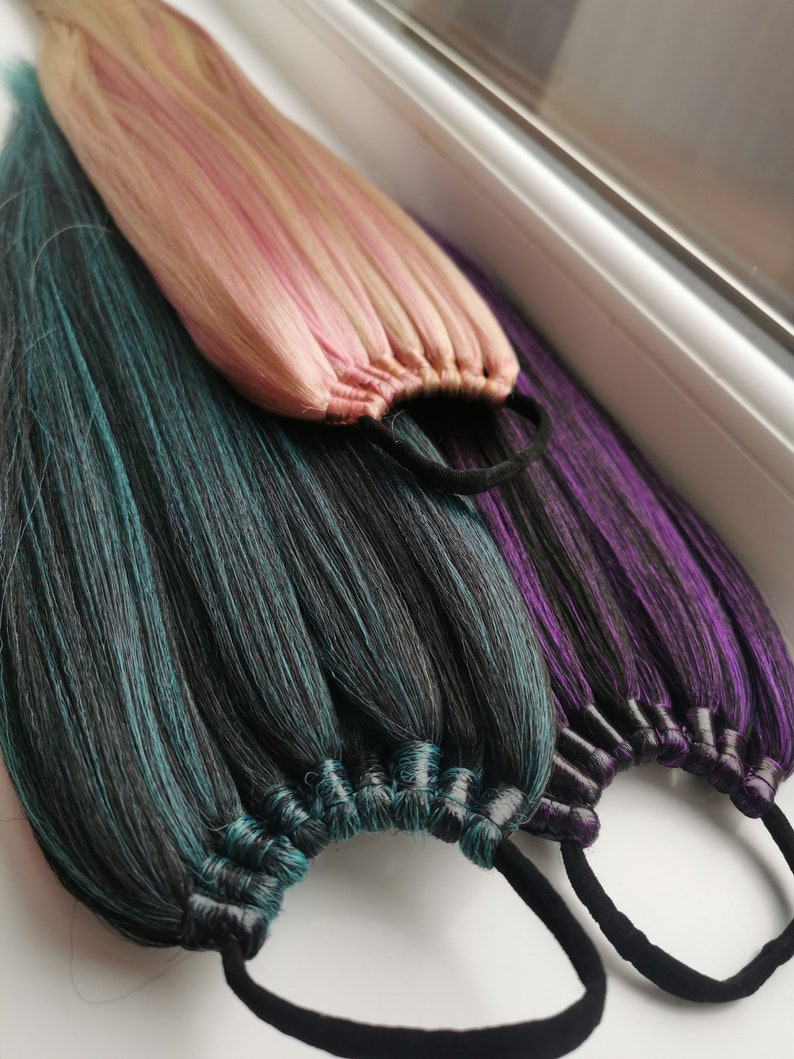 Ombre Ponytail Extension on Elastic Band, Festival Fake Ponytail Hair ...