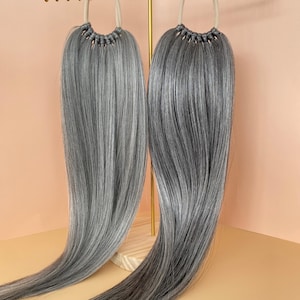 Grey Ponytail Extension on Elasticband, Silver, Salt and Pepper , Full ...