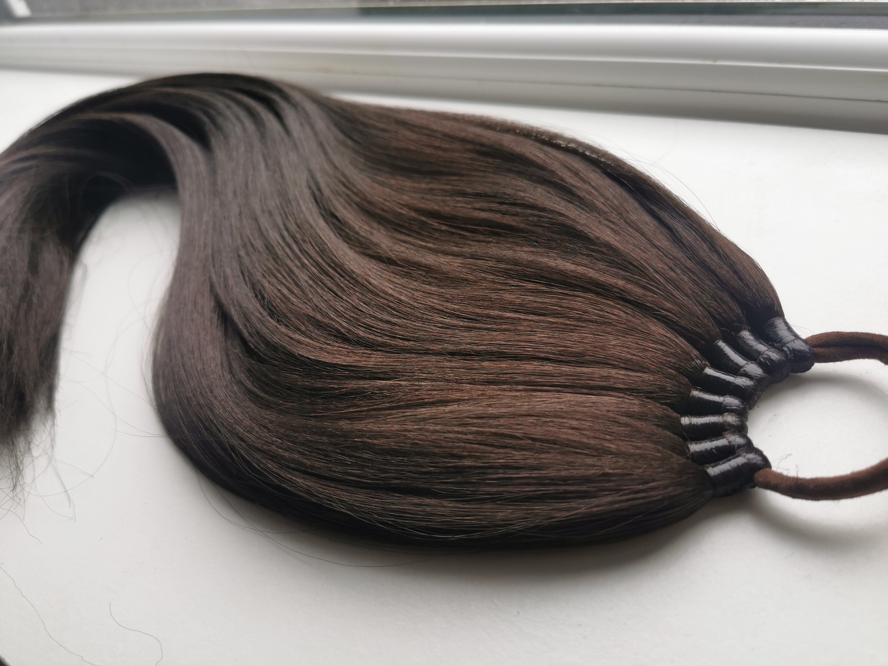 Chocolate Brown Fake Ponytail Extension, Sythetic Natural Colour ...